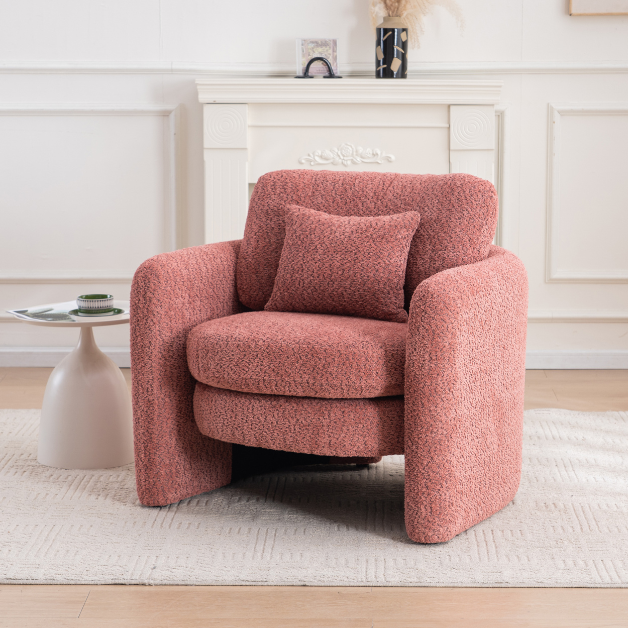 Space-Saving Rounded Corner Modern Dining Chair - Ultra-Soft Chenille ...