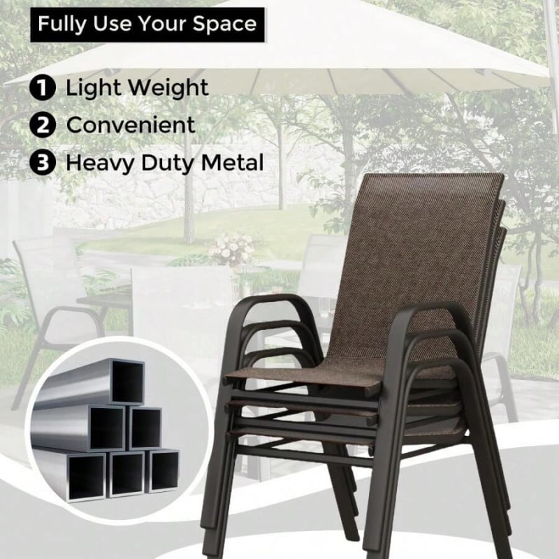 Space-Saving Stackable Design Stackable Dining Chairs Set Of 4, High ...