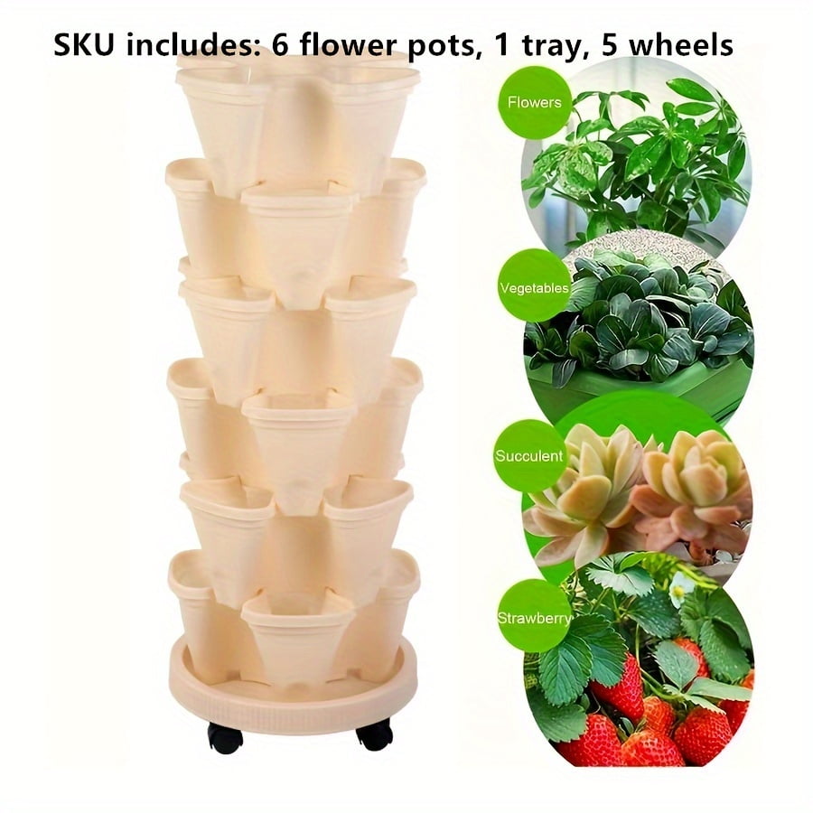 Space-Saving Stackable Plant Tower - Versatile Vertical Garden for ...