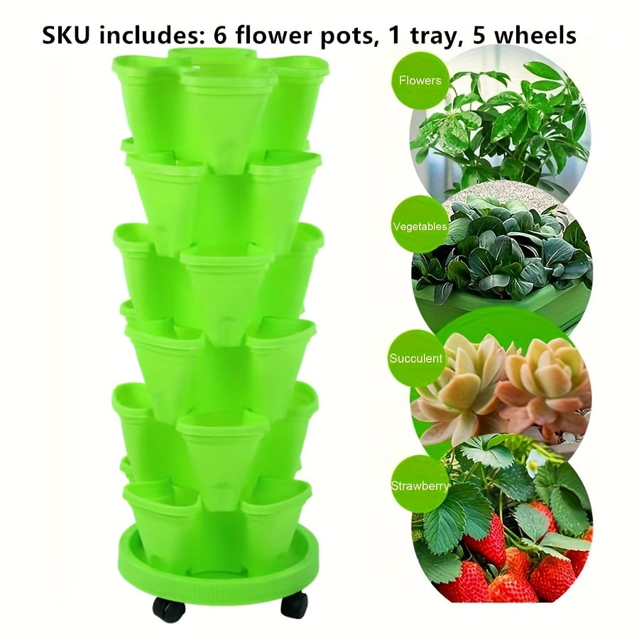Space-Saving Stackable Plant Tower - Versatile Vertical Garden for ...