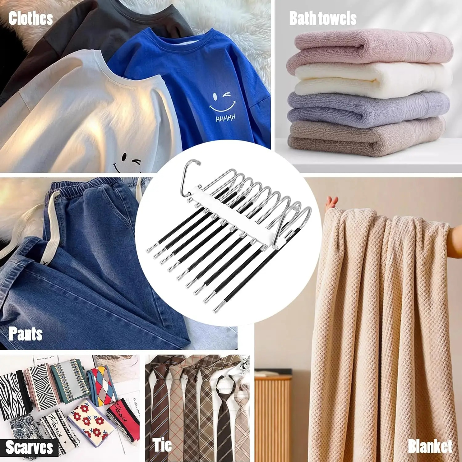 Space-Saving Stainless Steel Clothes Hangers with Non-Slip PP Closet ...