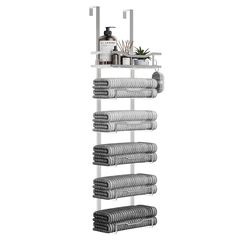 Space-Saving Stainless Steel Towel Rack - No-Drill Wall-Mounted/Over ...