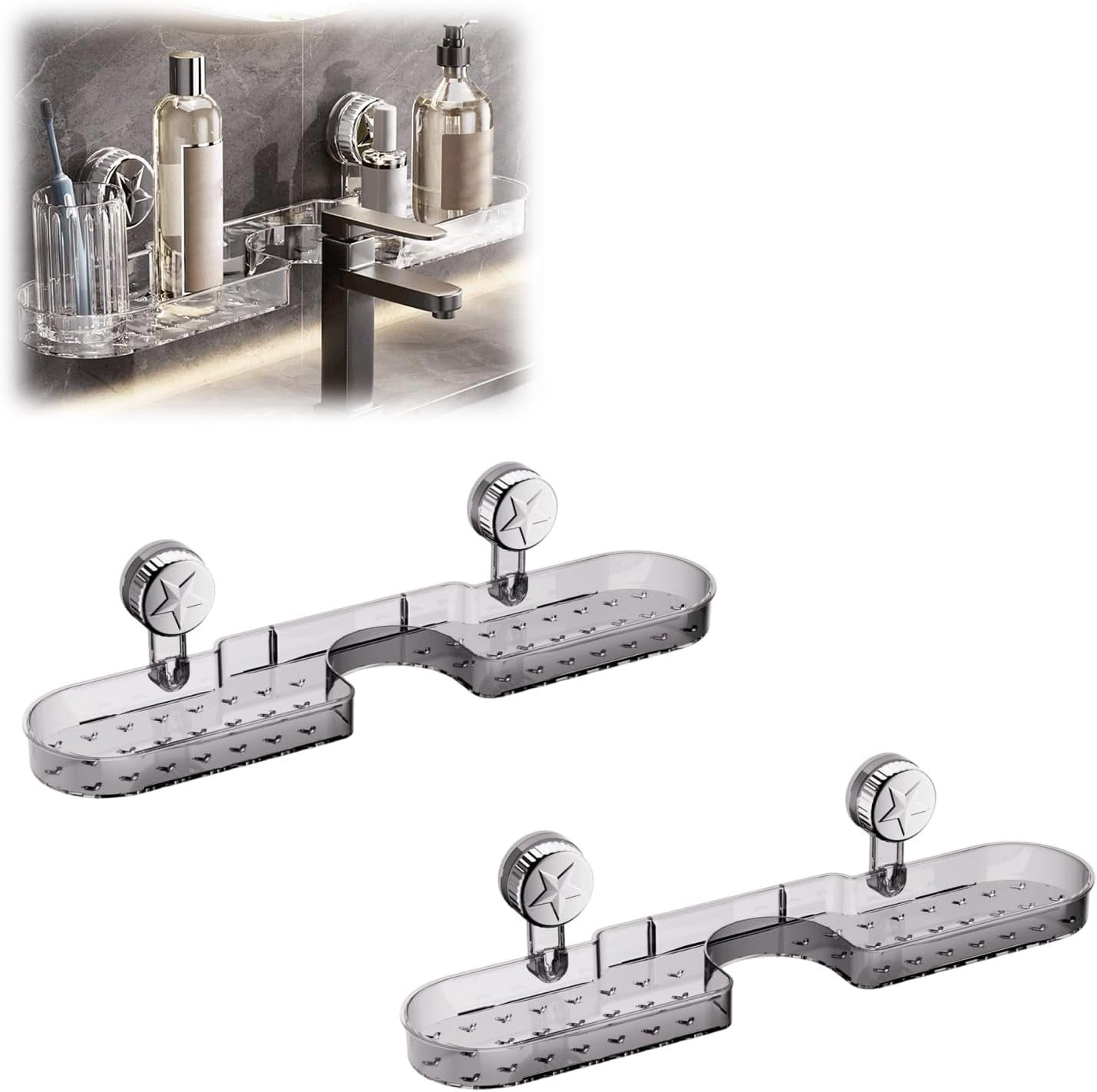 Space Saving Suction Cup Storage Rack, 2025 New Movable Shower Shelf ...