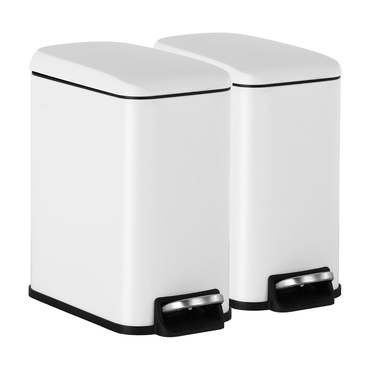 Space-Saving Trash Can with Soft-Close Hinge - 5L Slim Metal Step Bin 9 ...