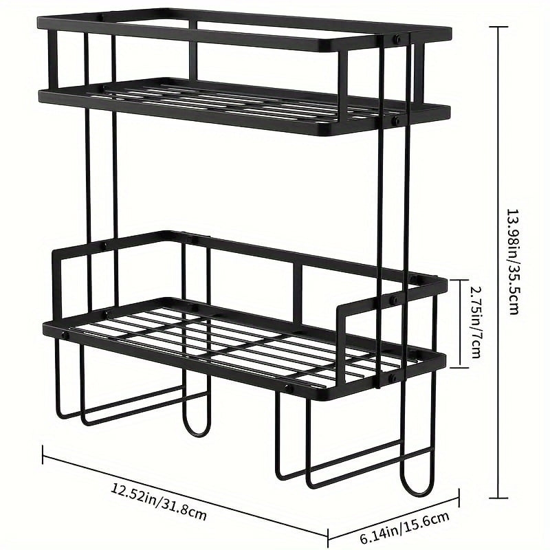Space-Saving Two-Tier Bathroom Storage Shelf - Wall-Mounted, No ...