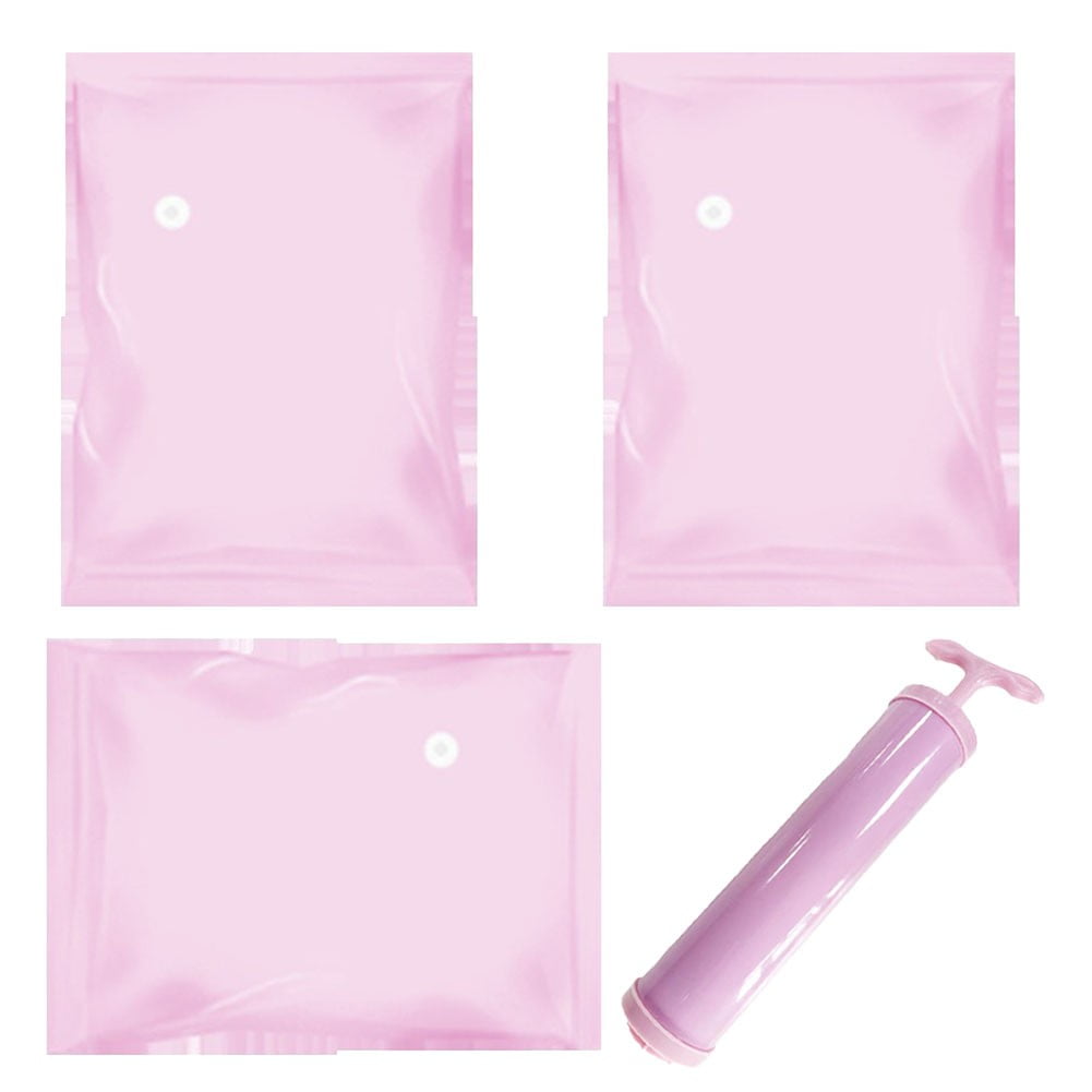 Space-Saving Vacuum Storage Bags 4-Pack Pink Compression Bags with Pump ...