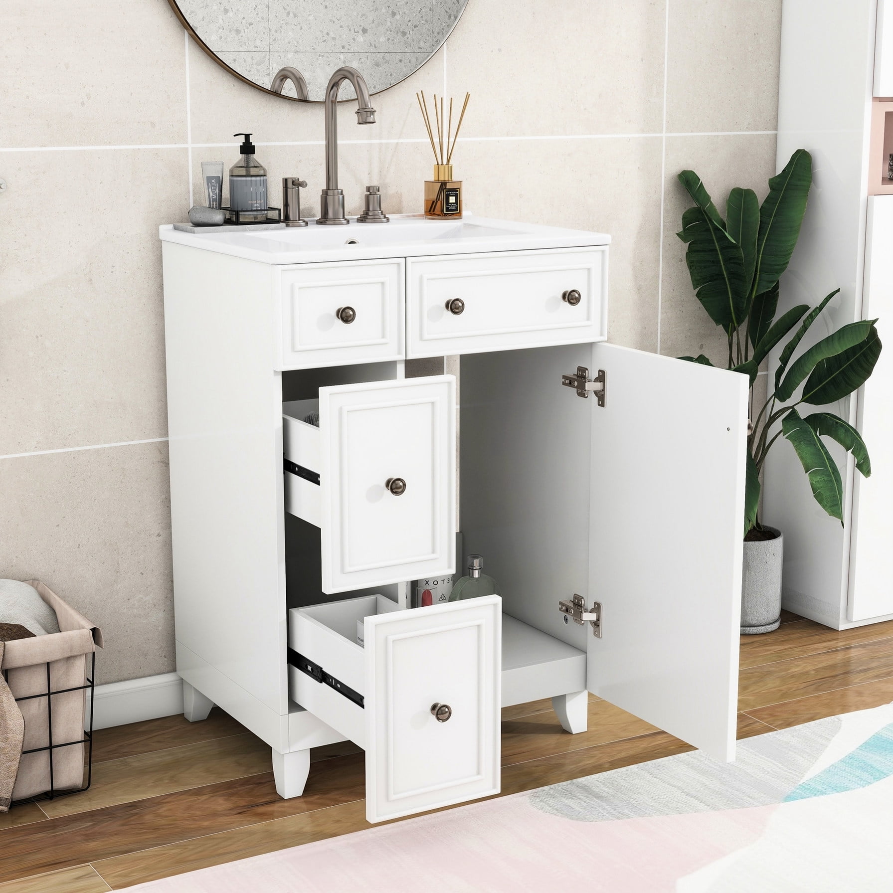 Space-Saving Vanity with Zinc Alloy Handles+Easy to Clean"-"Bathroom ...