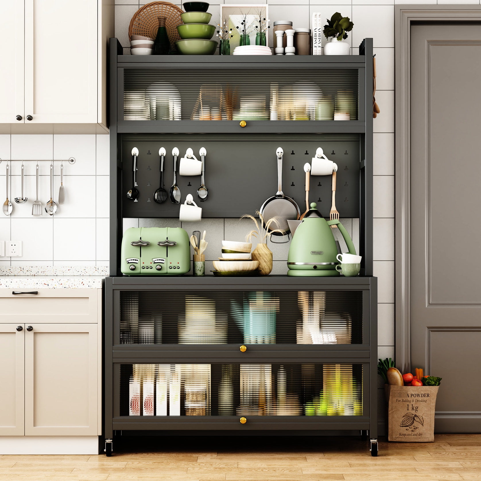 Space - Saving Vertical Solution - Metal Cabinets for Tidy Kitchen ...