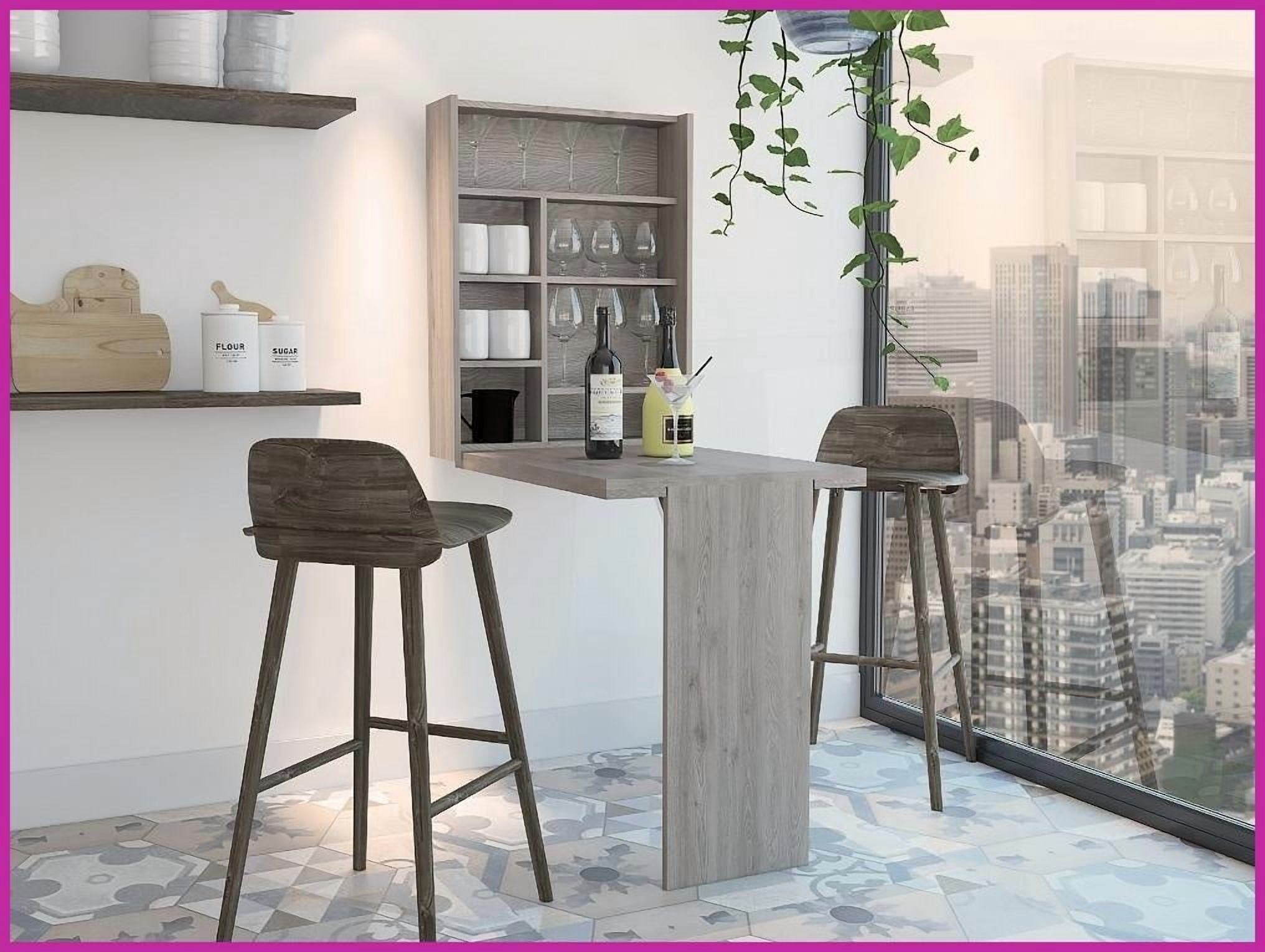Space-Saving Wall Mounted Coffee Table with 7 Shelves, Light Gray – 23. ...