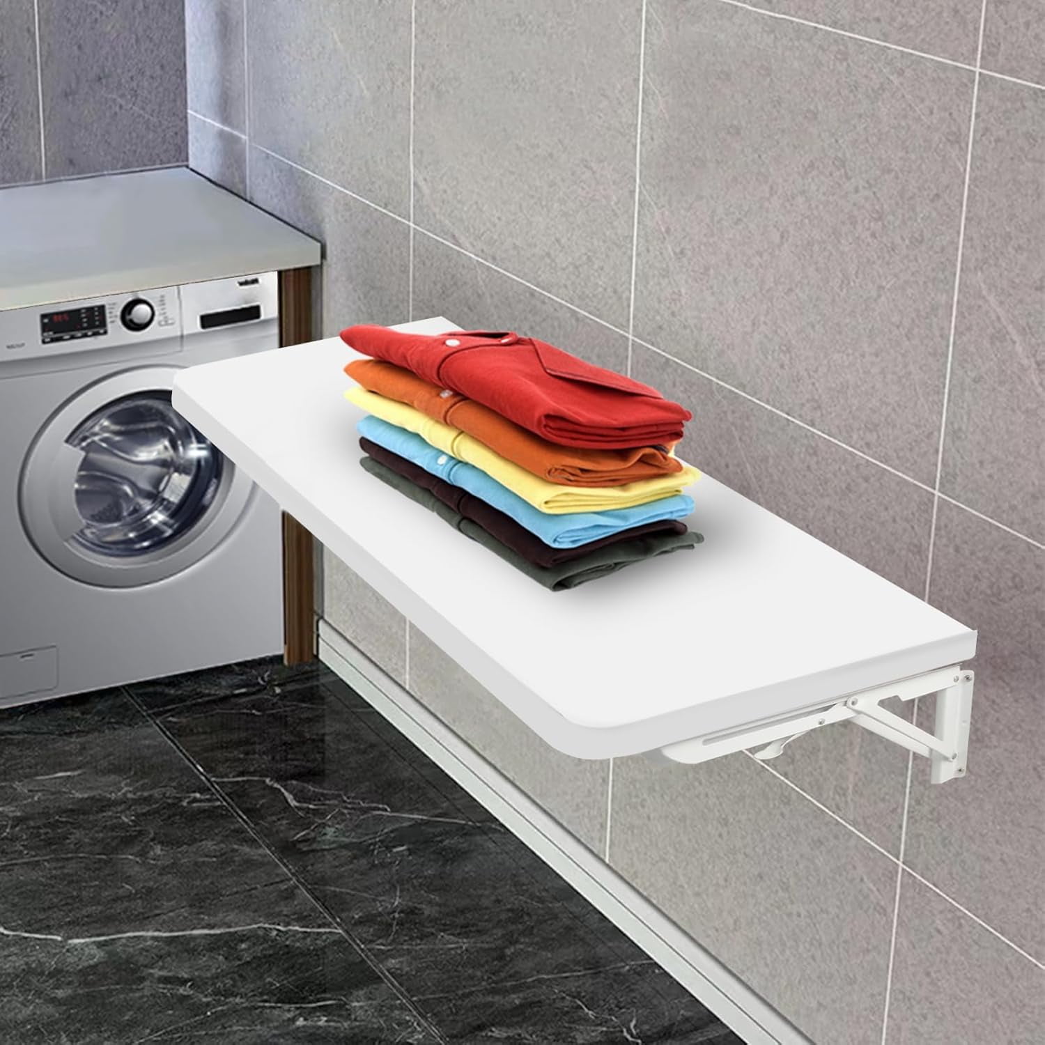 Space-Saving Wall-Mounted Fold-Down Laundry Room Table, Multipurpose ...