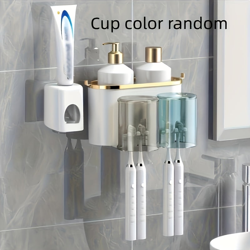 Space Saving Wall Mounted Toothbrush Storage Box - Toothpaste Dispenser ...