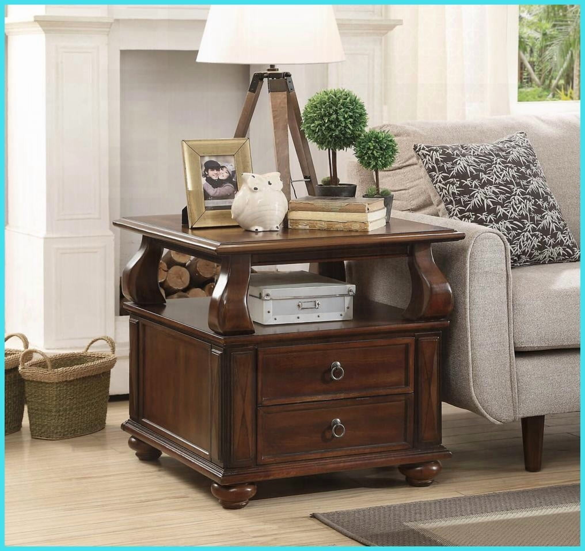 Space-Saving Walnut Coffee Table with 2 Drawers – Organize Clutter ...