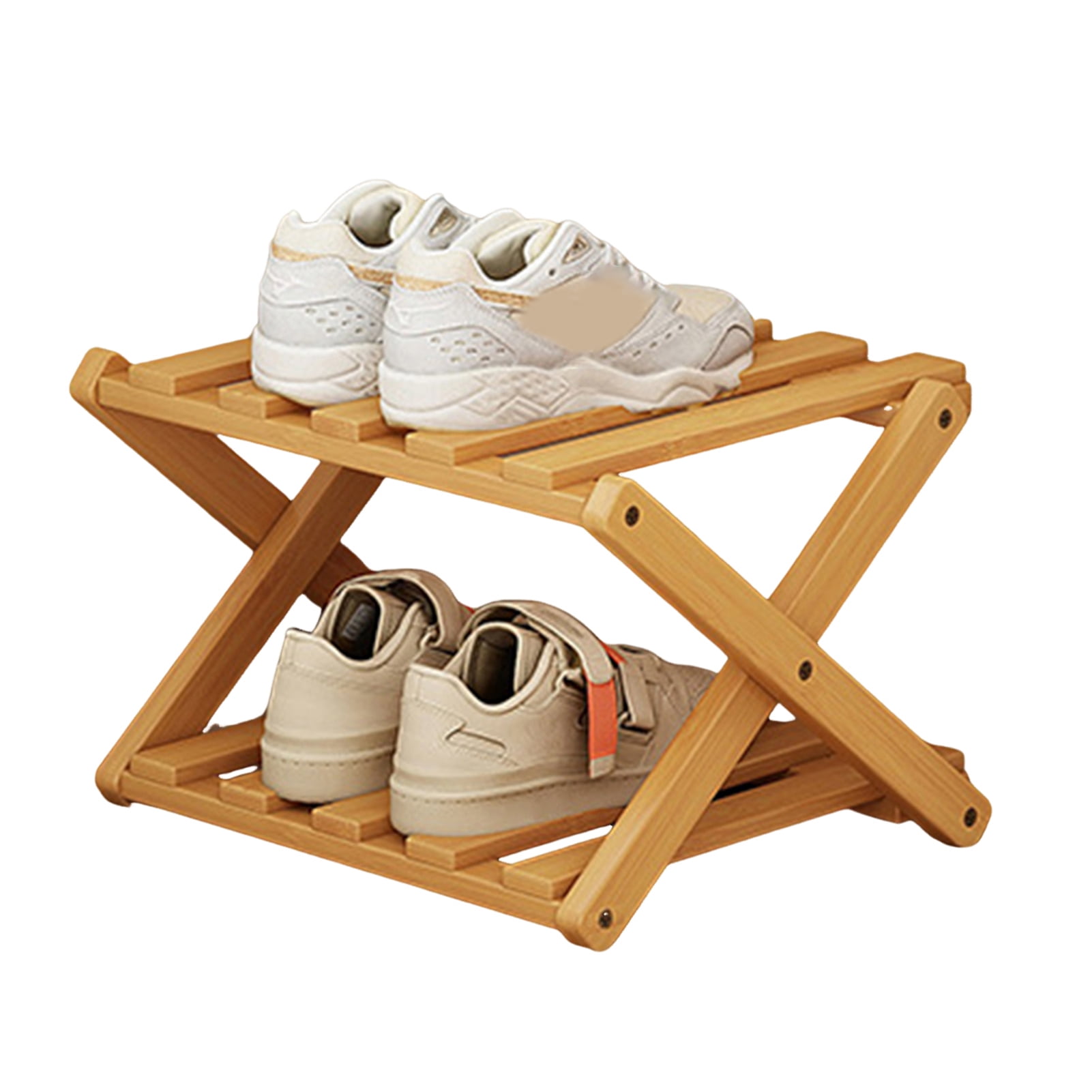 Space Saving Wooden Shoes Organizer Entryway Corner Folding Shoe Shelf ...