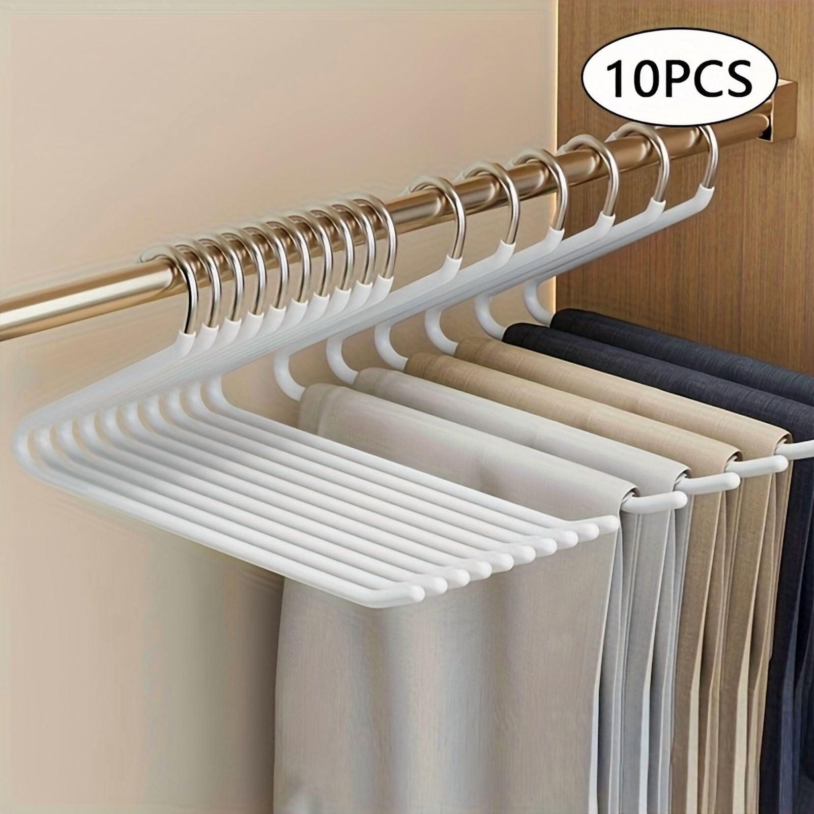 Space-Saving Z-Shaped Hangers (10 Pcs) Durable Stainless Steel Multi ...