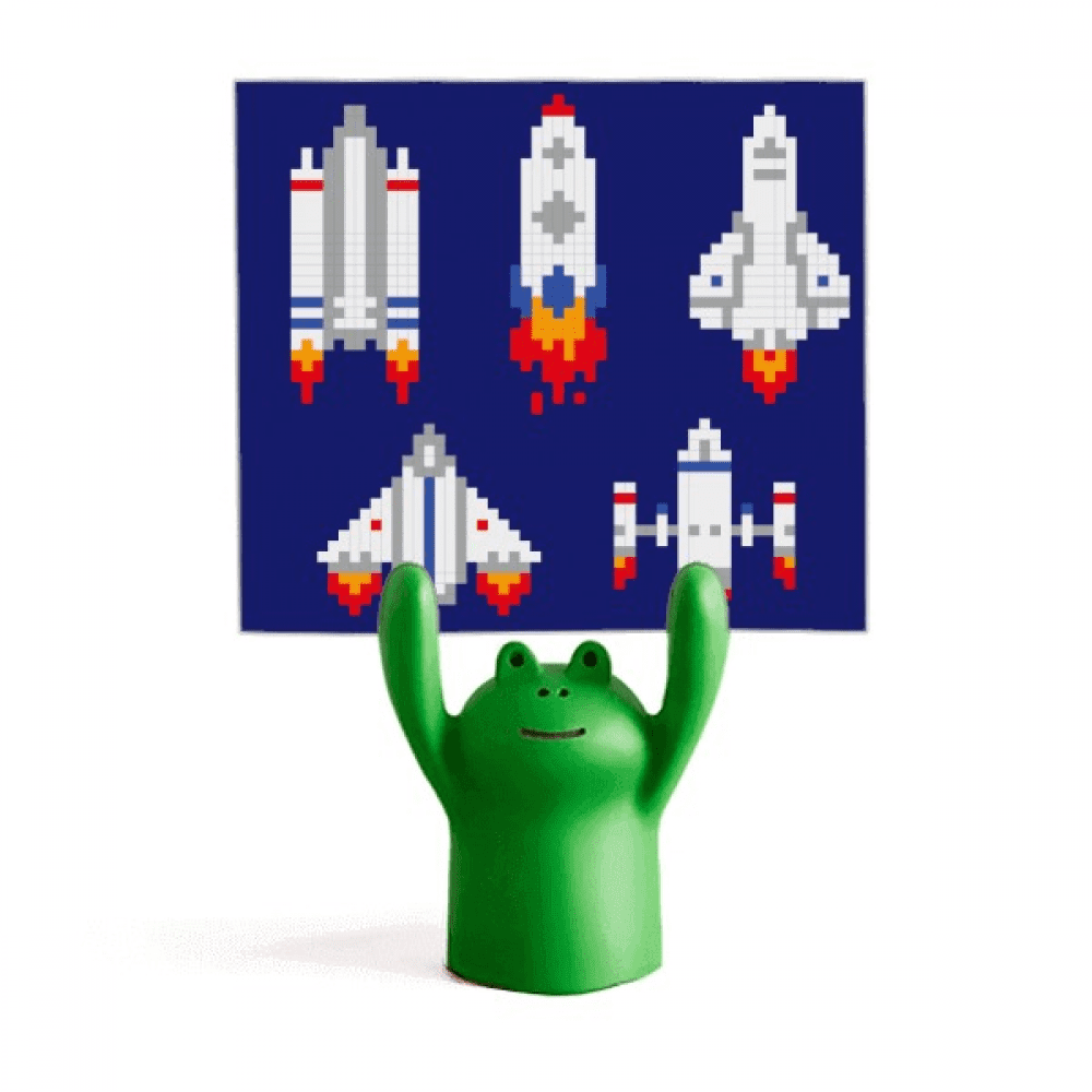 Space Ship Rocket Astronomy Pixel Memo Holder Cartoon Animal Frog Stand ...