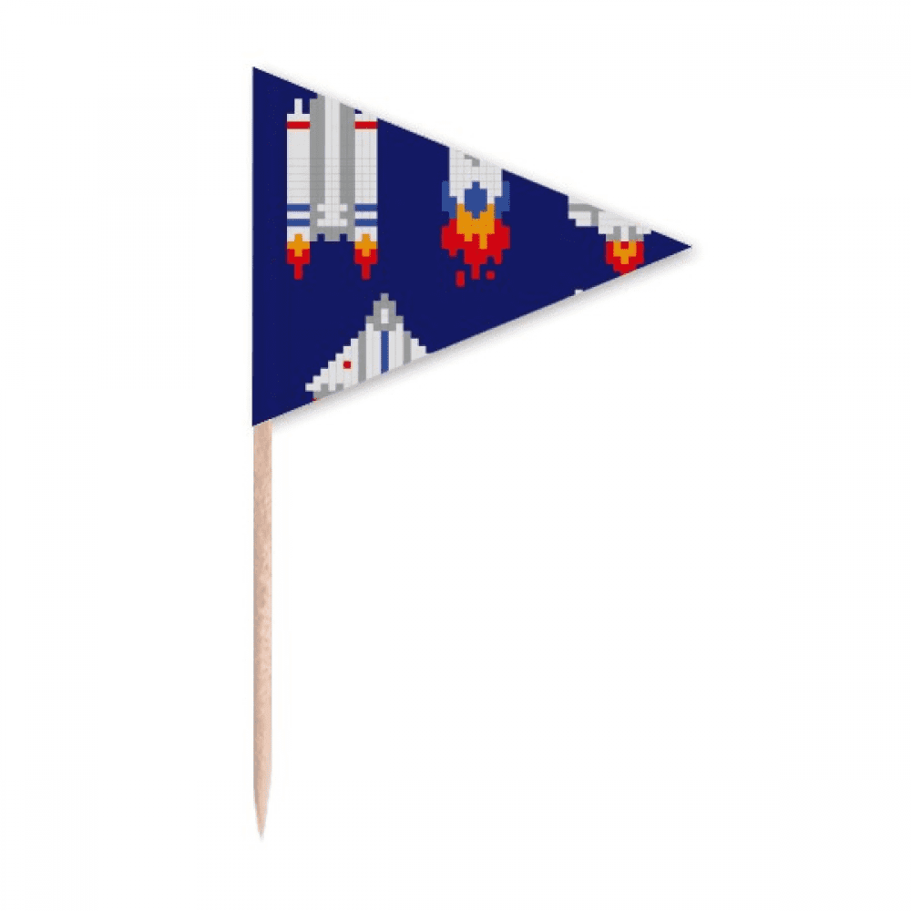 Space Ship Rocket Astronomy Pixel Toothpick Triangle Cupcake Toppers ...