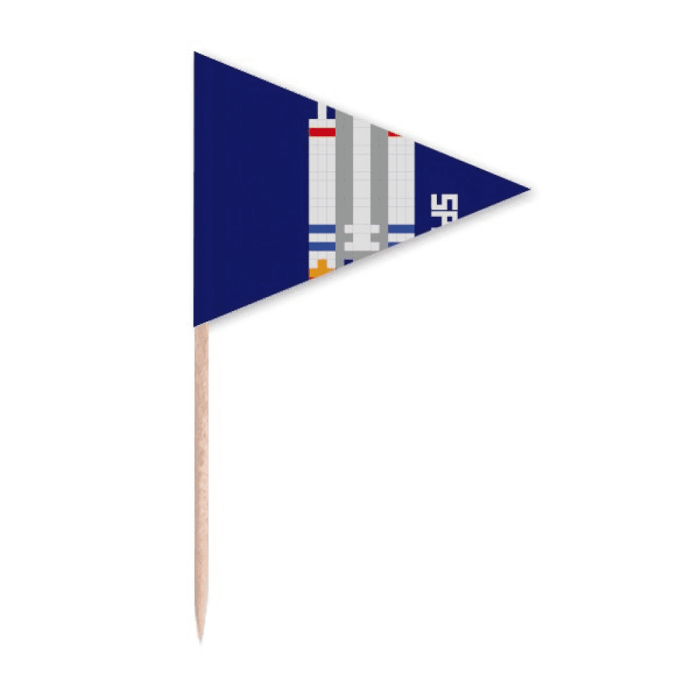 Space Ship Rocket Universe Pixel Toothpick Triangle Cupcake Toppers ...