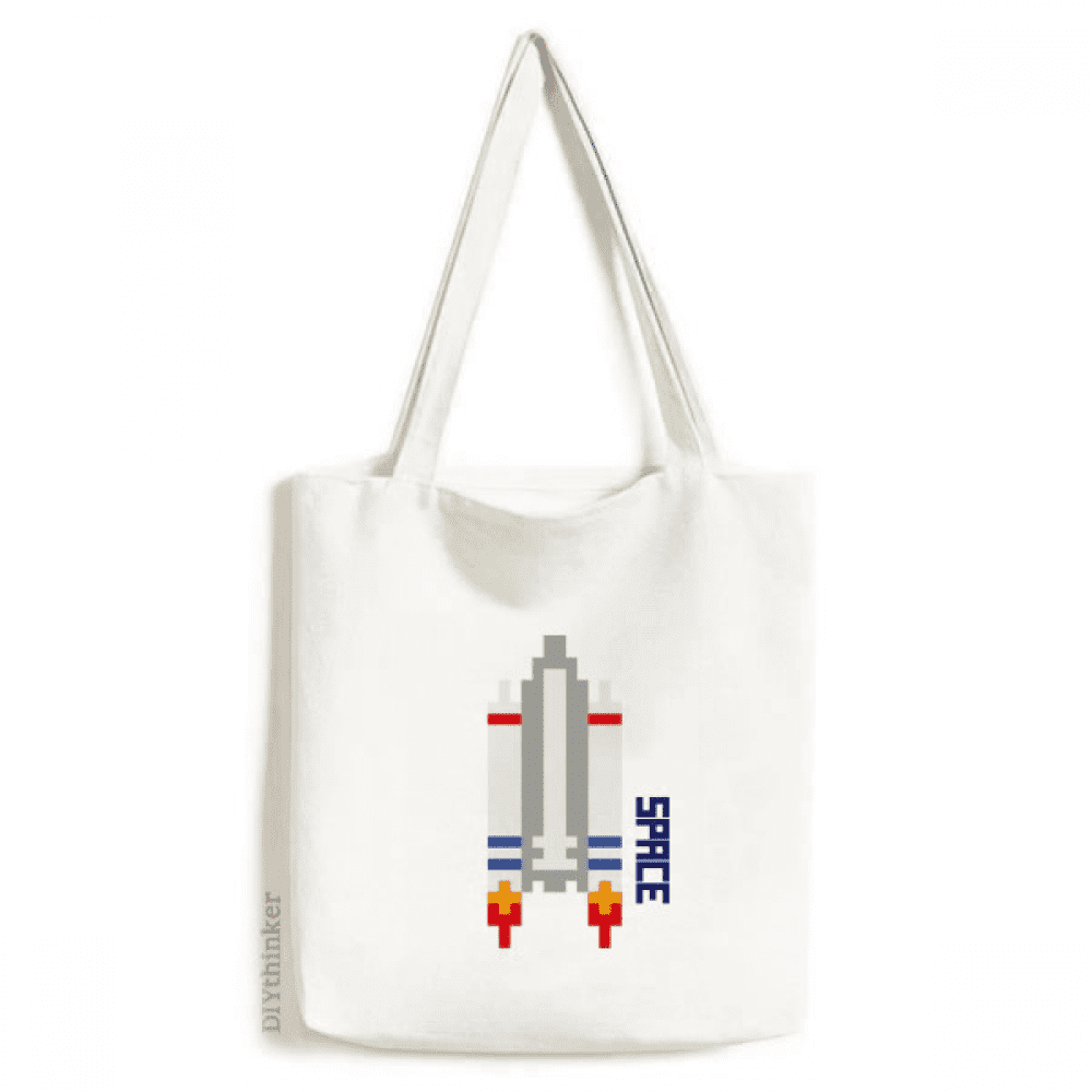 Space Ship Rocket Universe Pixel Tote Canvas Bag Shopping Satchel ...