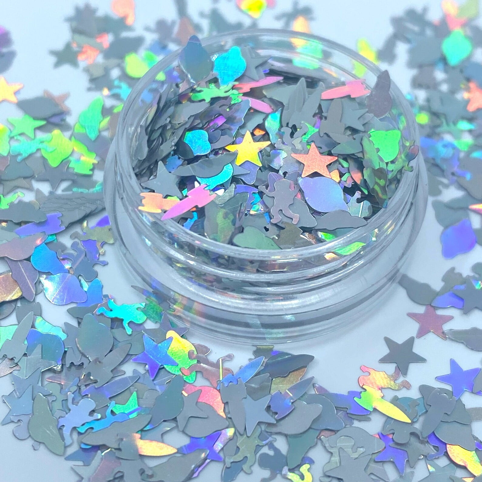 Space Ship Rockets Stars Planets Astronaut Glitter Shape Solvent ...