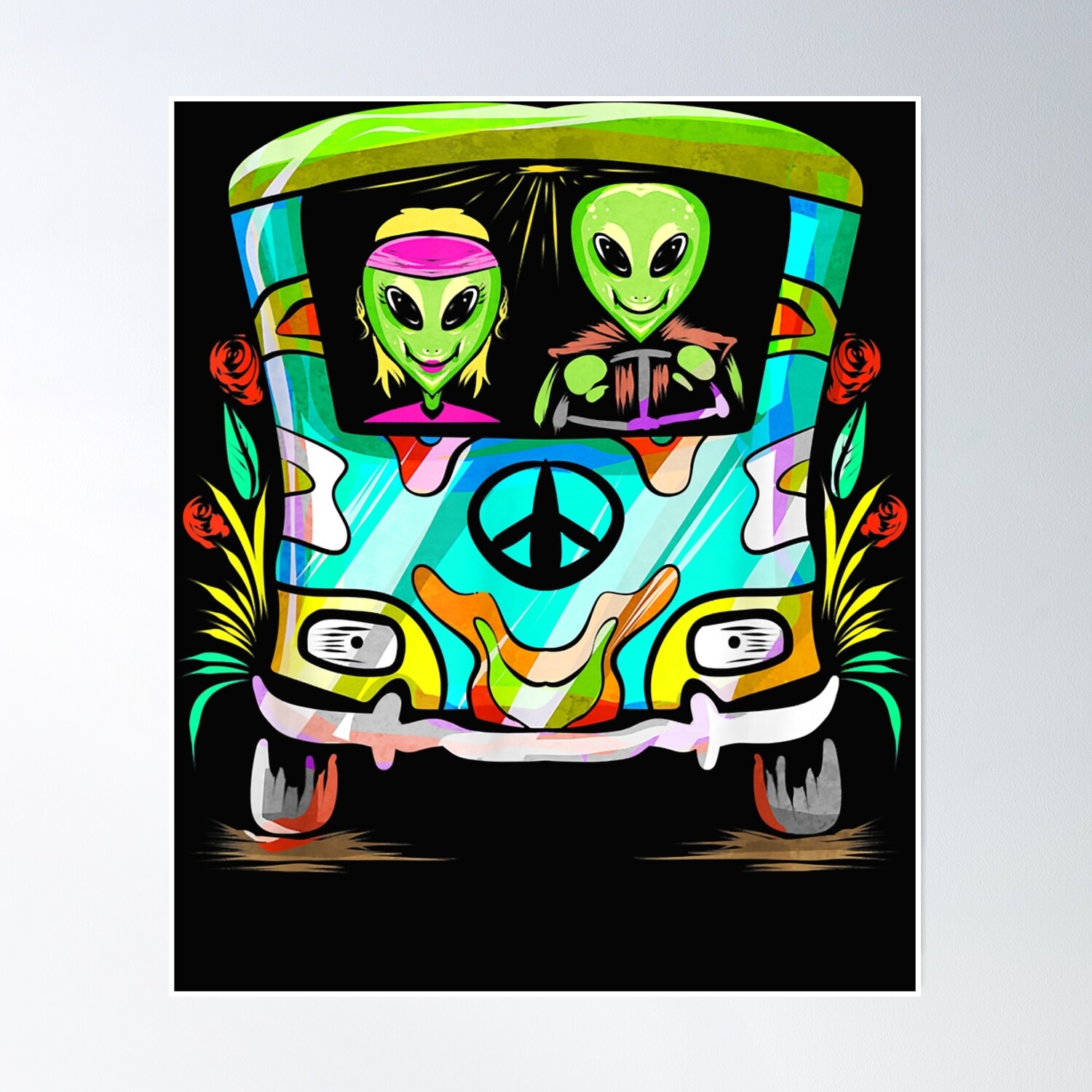 Space Shroom - Hippie Alien Poster Wall Art, Modern Wall Decor, 12x18 ...