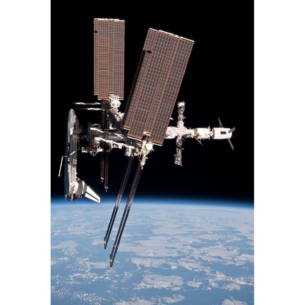 Space Shuttle Endeavor Docked To The International Space Station. Photo ...