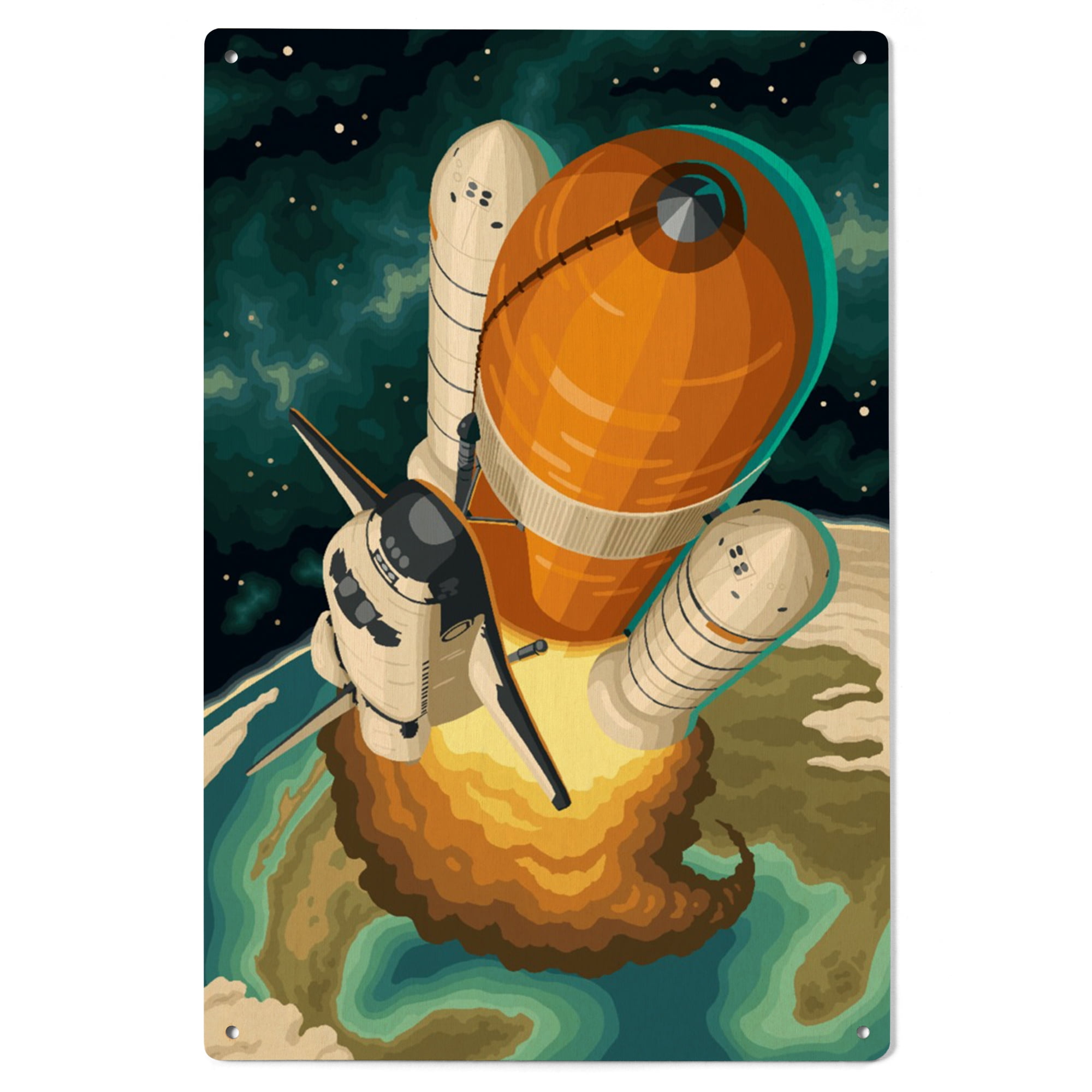 Space Shuttle Entering Orbit Birch Wood Wall Sign (6x9 Rustic Home ...