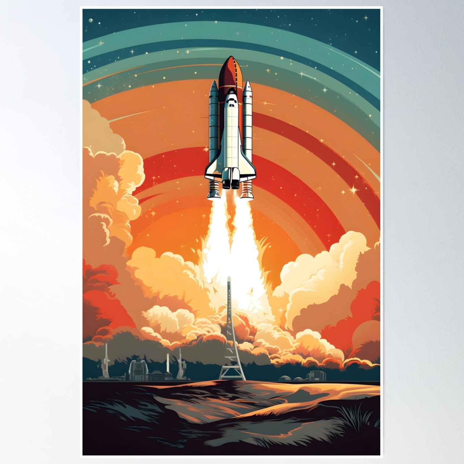 Space Shuttle Launch Poster Wall Art, Modern Wall Decor, 24x36 UNFRAMED ...