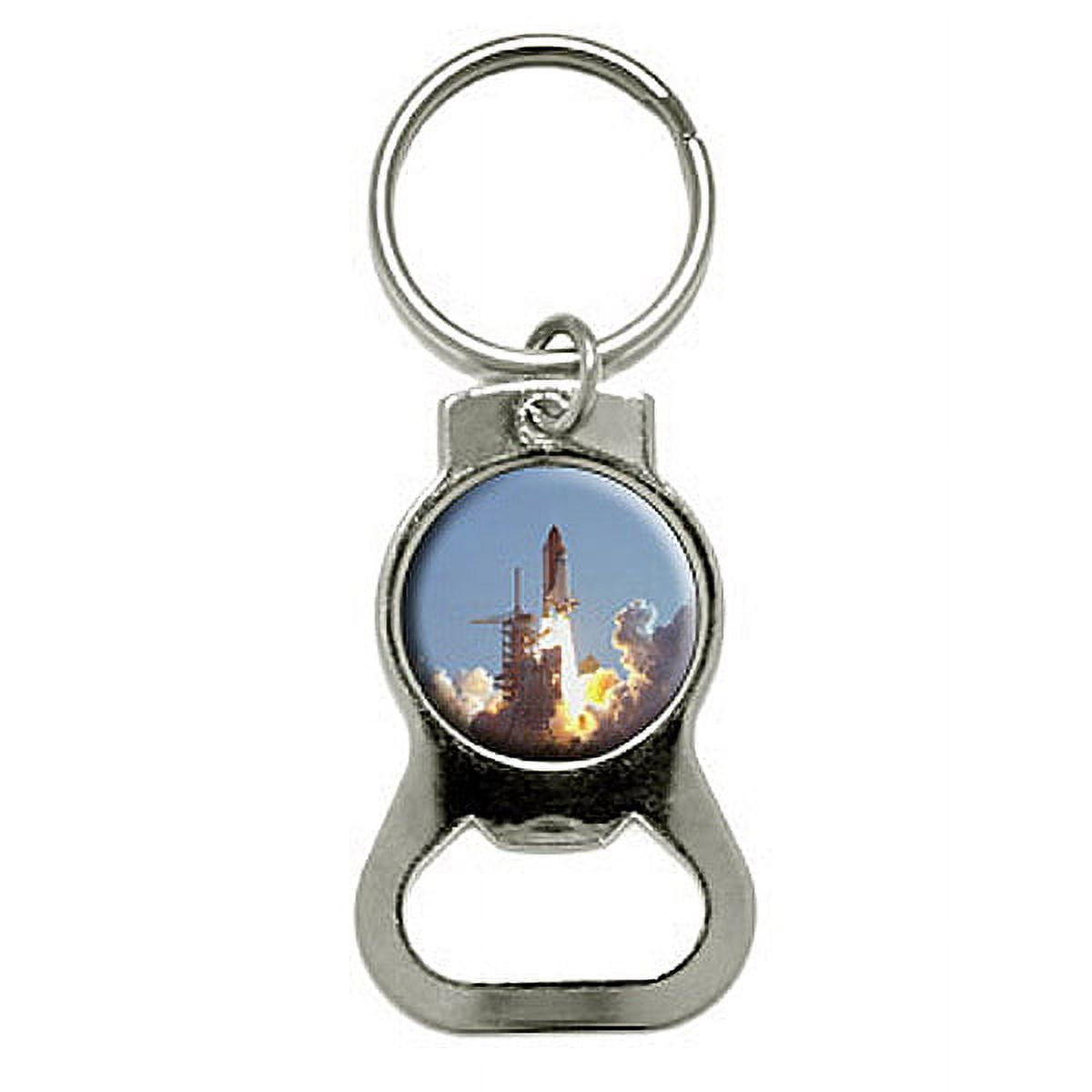 Space Shuttle Launch - Spaceship Discovery Round Bottle Opener Keychain ...