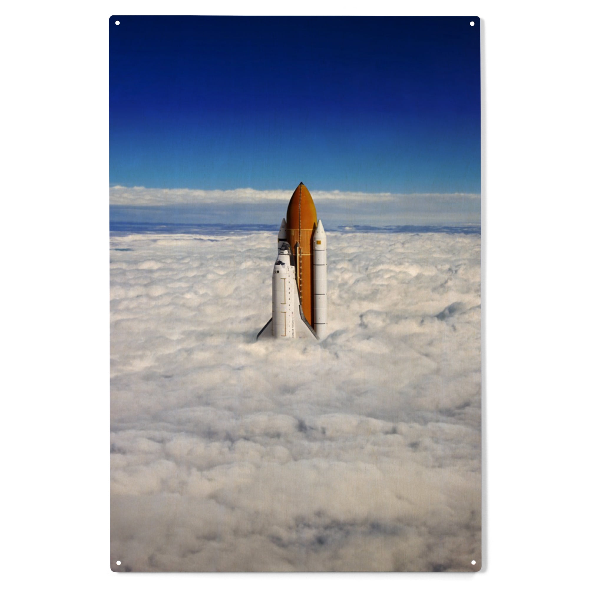 Space Shuttle Launch through Clouds Birch Wood Wall Sign (10x15 Rustic ...