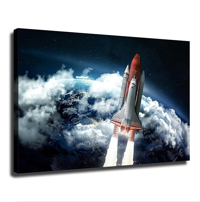Space Shuttle Rocket Spaceship Poster Canvas Print Wall Art Modern ...