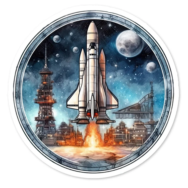 Space Shuttle Sticker, Water Resistant, Laptop, Water Bottle ...