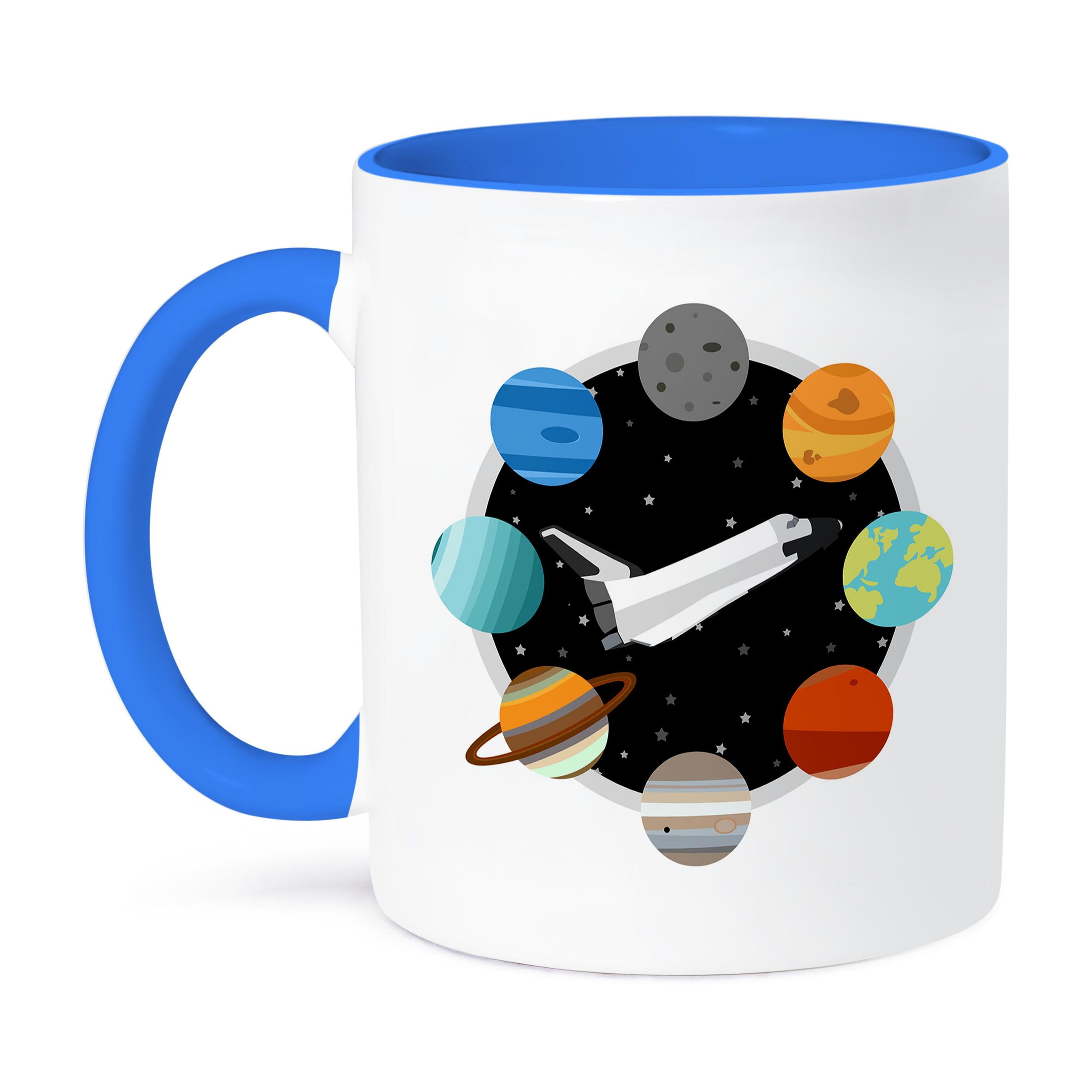 3dRose, Space Shuttle and Solar System, 15oz Two-Tone Blue Mug ...