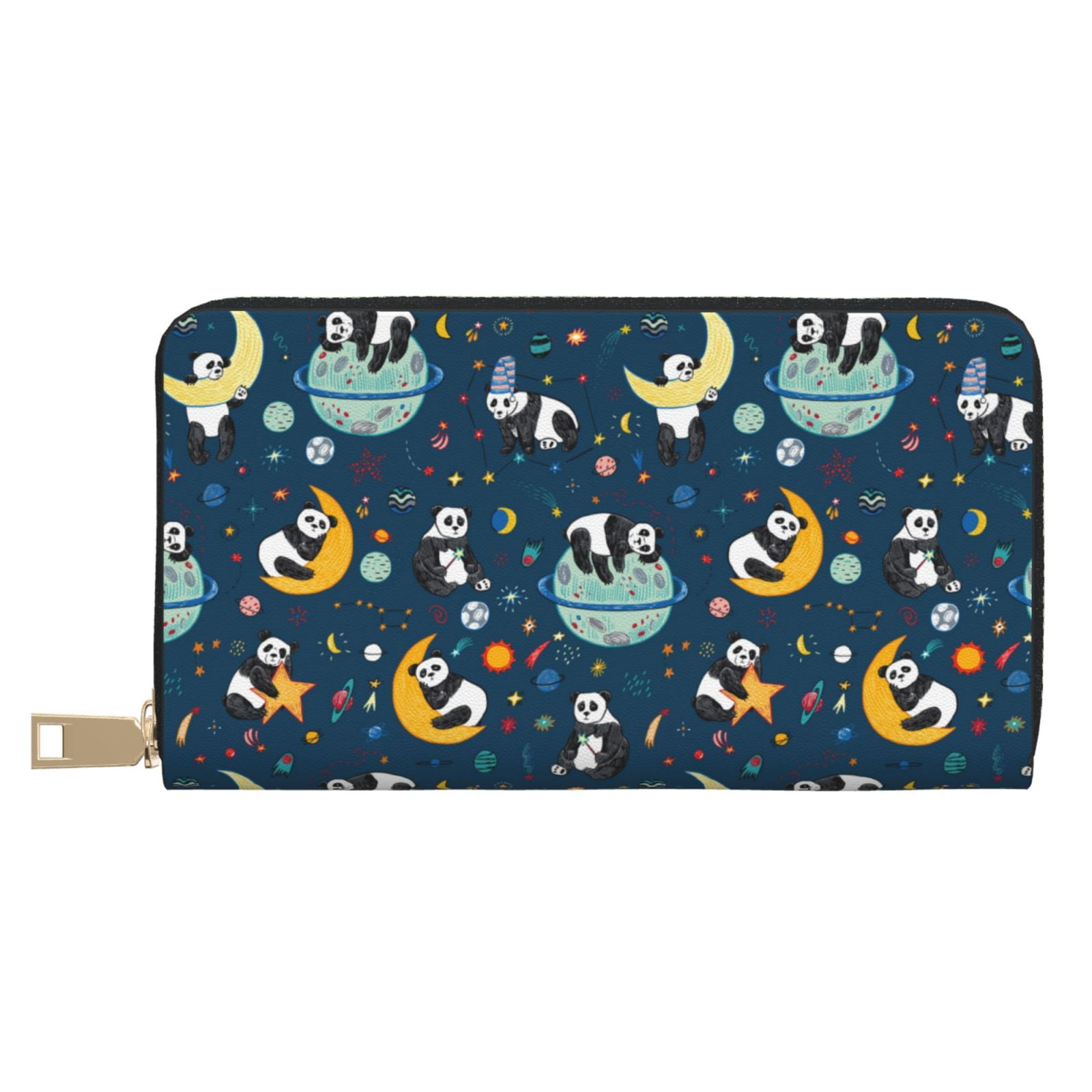 Space Sleeping Panda Wallet Women, Leather Bifold Multi Card Wallet ...