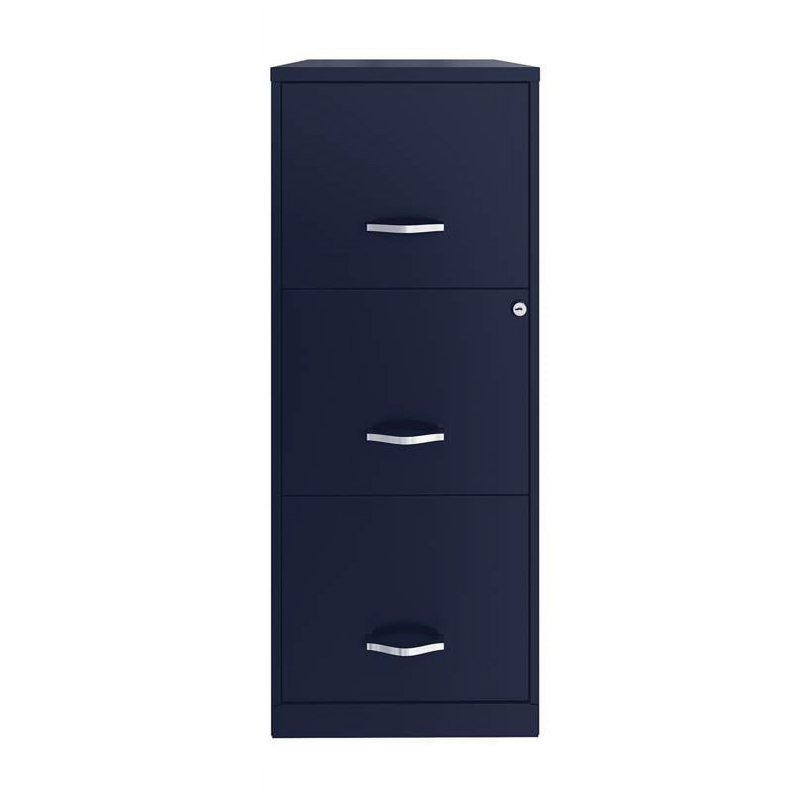 Space Solutions 3 Drawer Metal Vertical File Cabinet with Lock in Navy ...