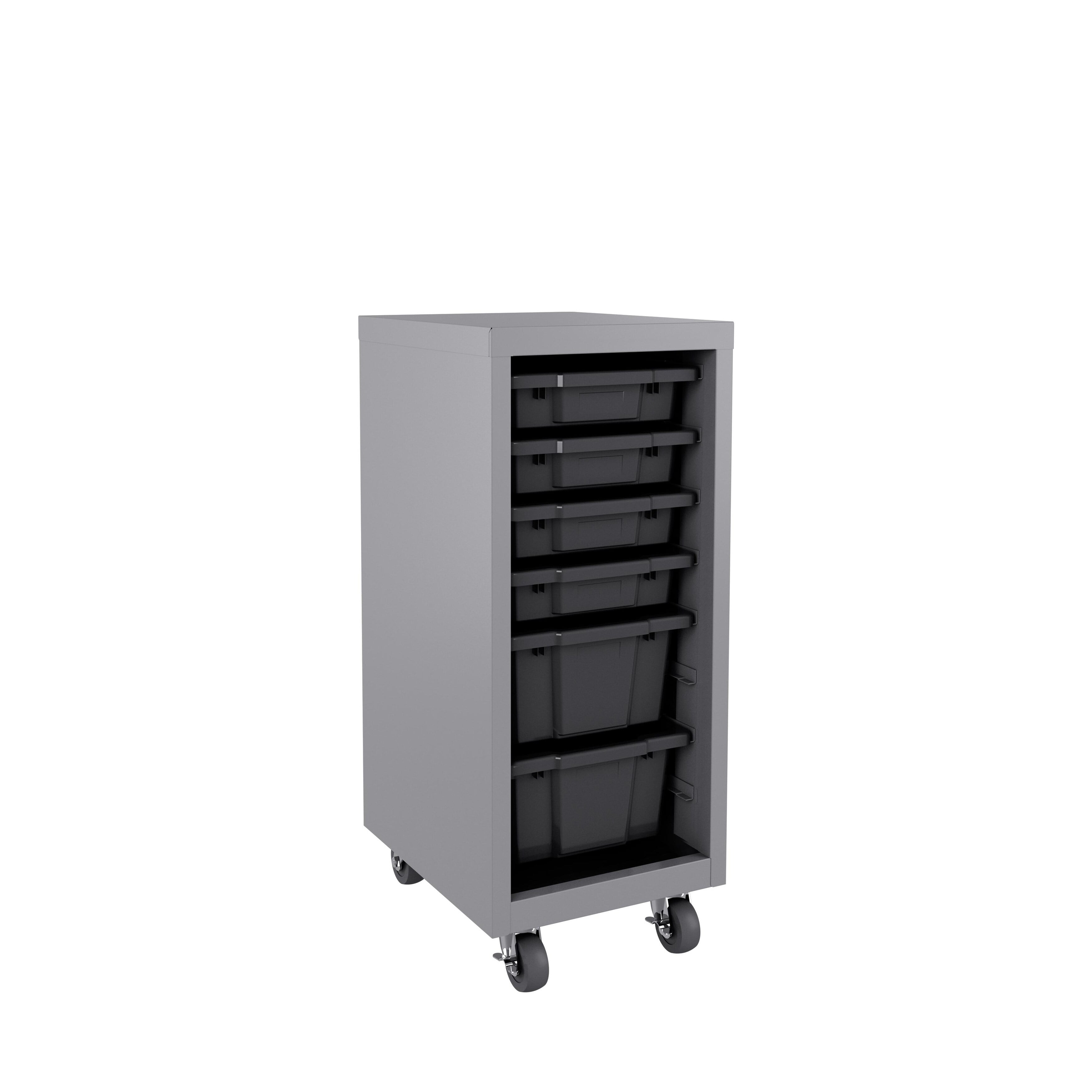 Space Solutions Mobile Bin Tower with 4 3" tote bins and 2 6" bins ...