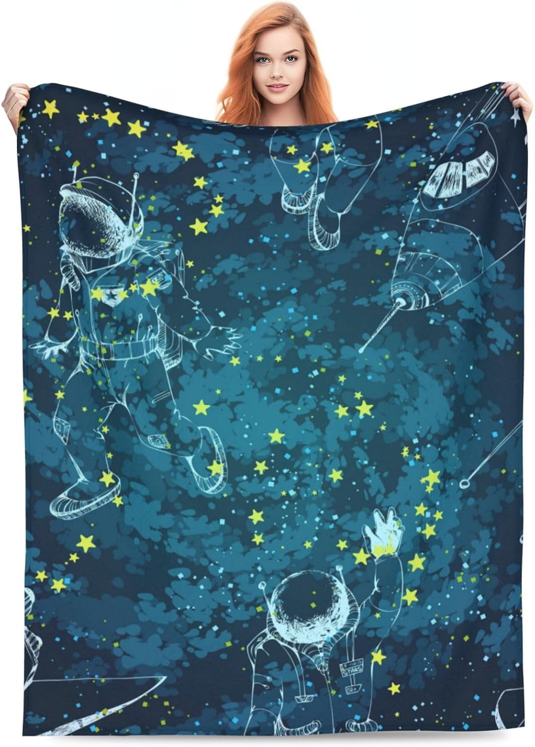 Space Spaceship Astronauts Blanket Throw Blanket Soft Fuzzy Travel ...