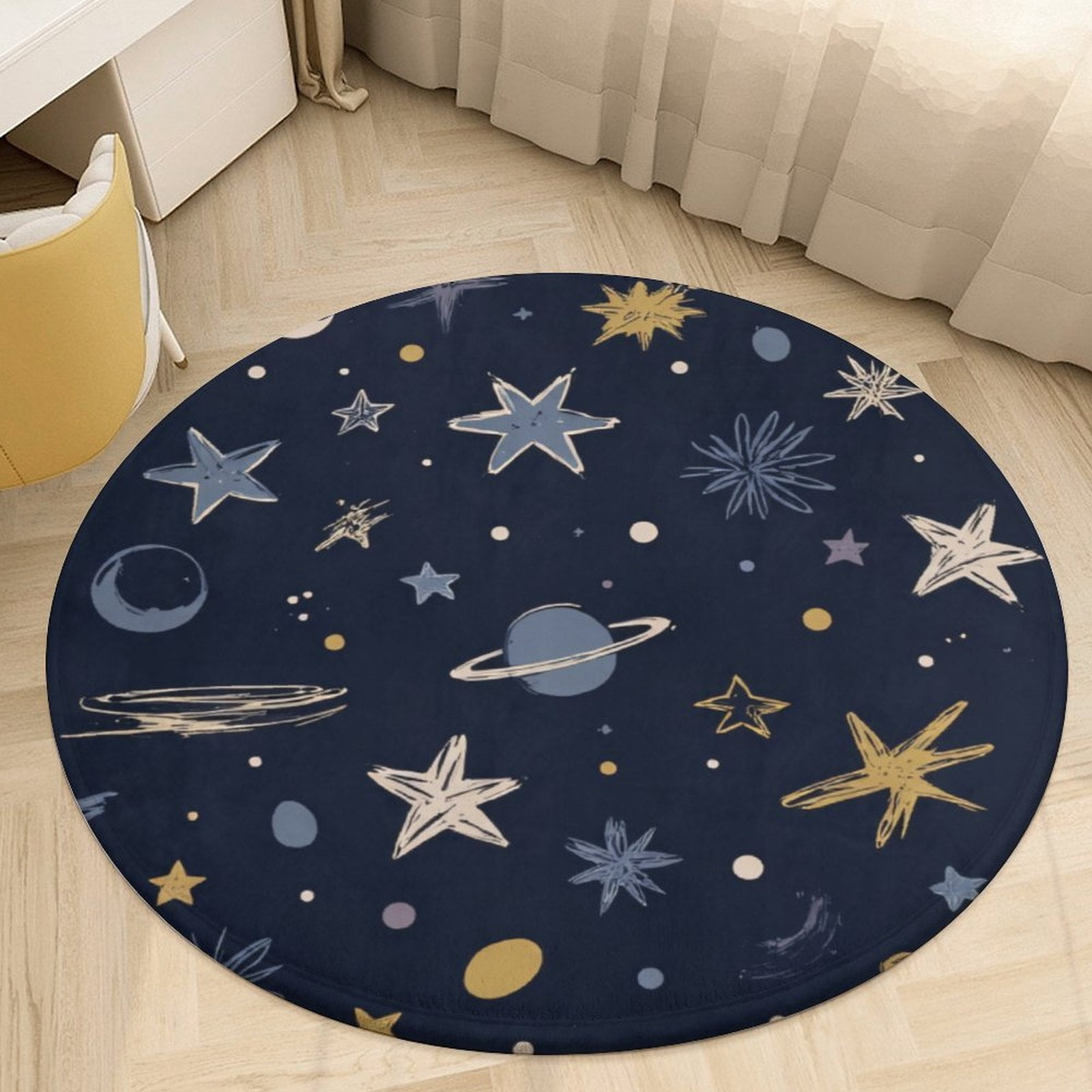 Space Stars And Planets Pattern Round Area Rugs for Bedroom Living Room ...