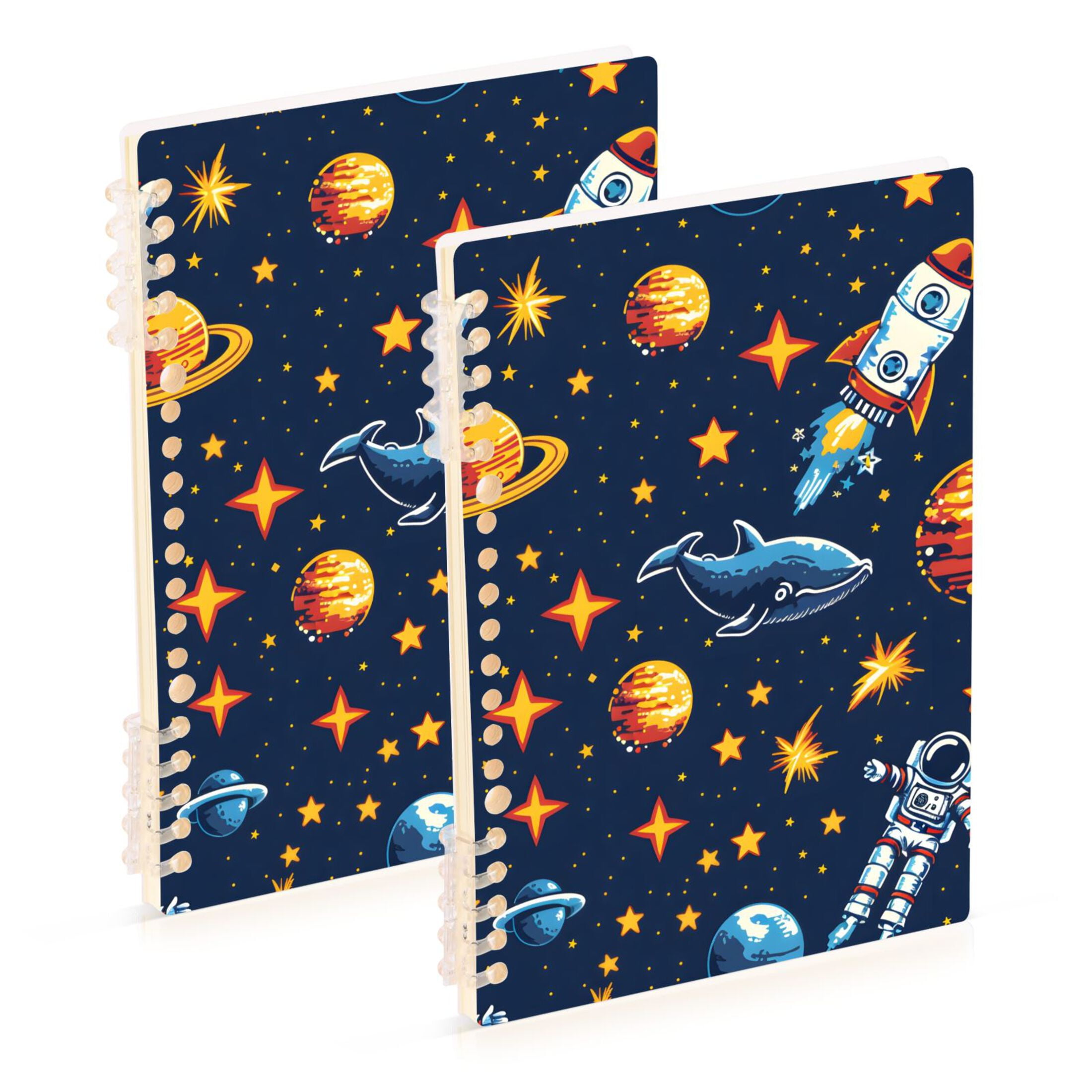 Space Stars Astronauts Fish Ring Binder Notebook Journey Note Diary ...