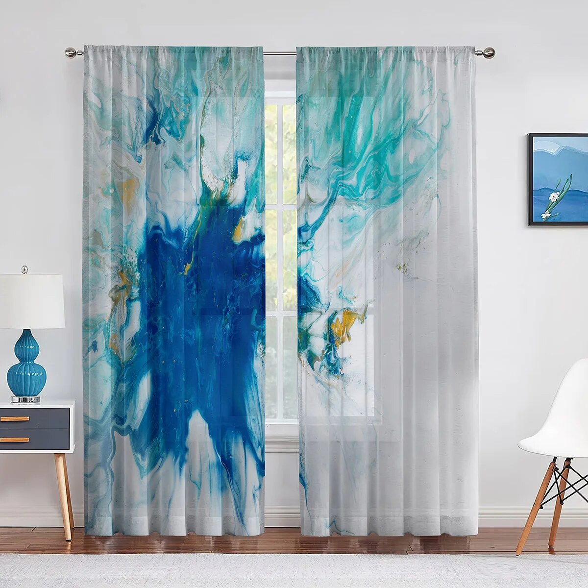 Space Stars Nebula Artwork Painting Tulle Voile Curtains for Bedroom ...