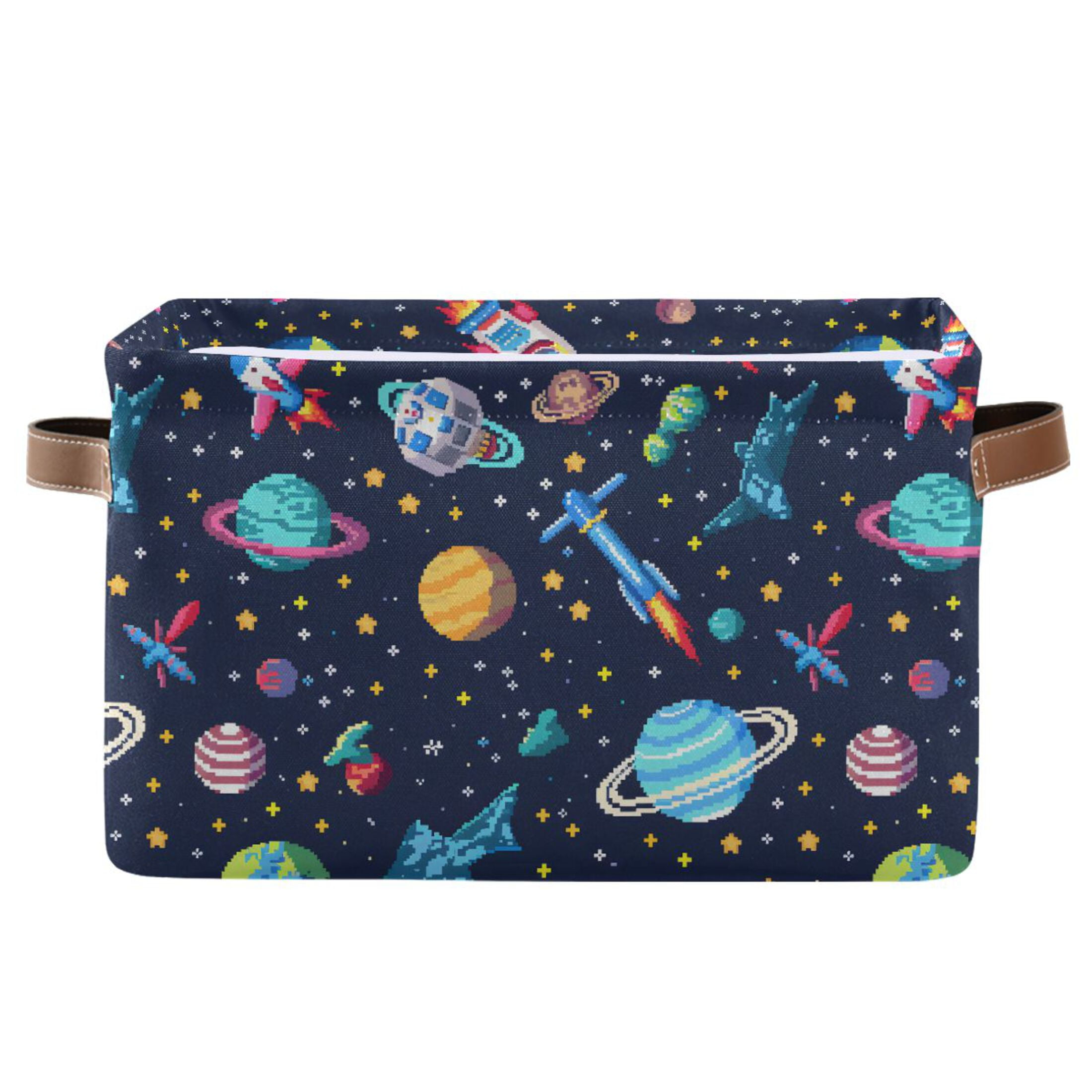 Space Stars Planet Rocket Storage Bins with Handle Fabric Organizer ...