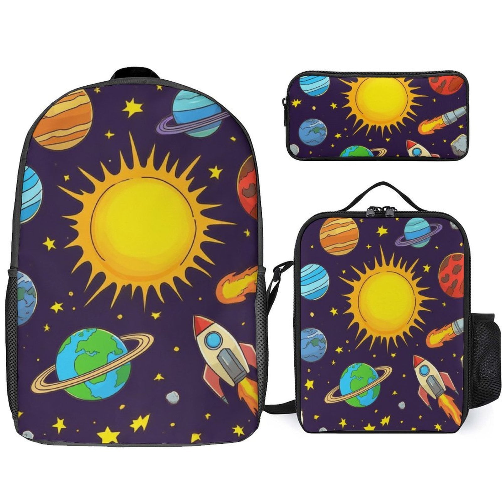 Space Stars Planets Sun-1 3D Printed 3pcs/Set Bags Laptop Daypack ...