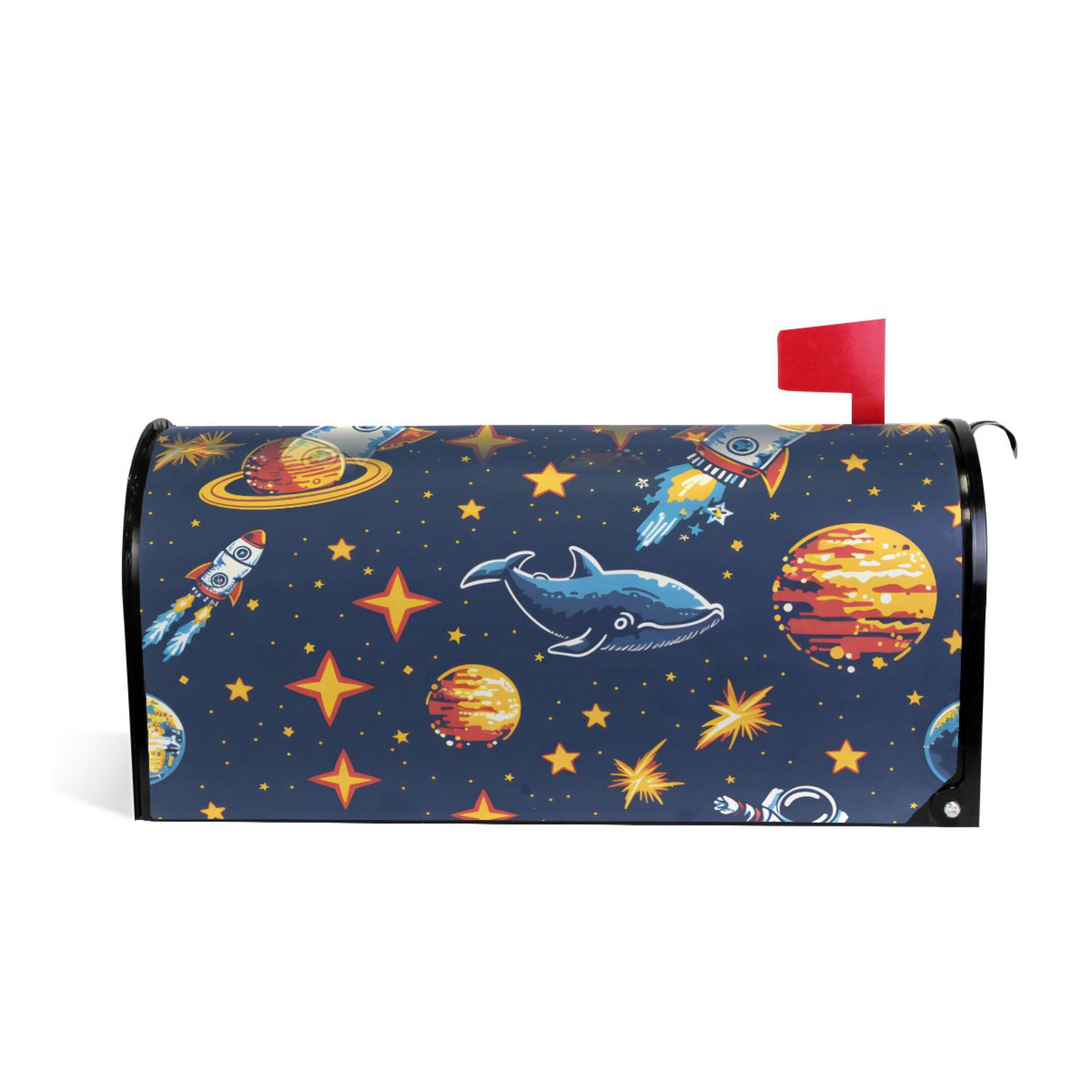 Space Stars Rocket Whale Mailbox Covers Magnetic Post Box Cover Wraps ...