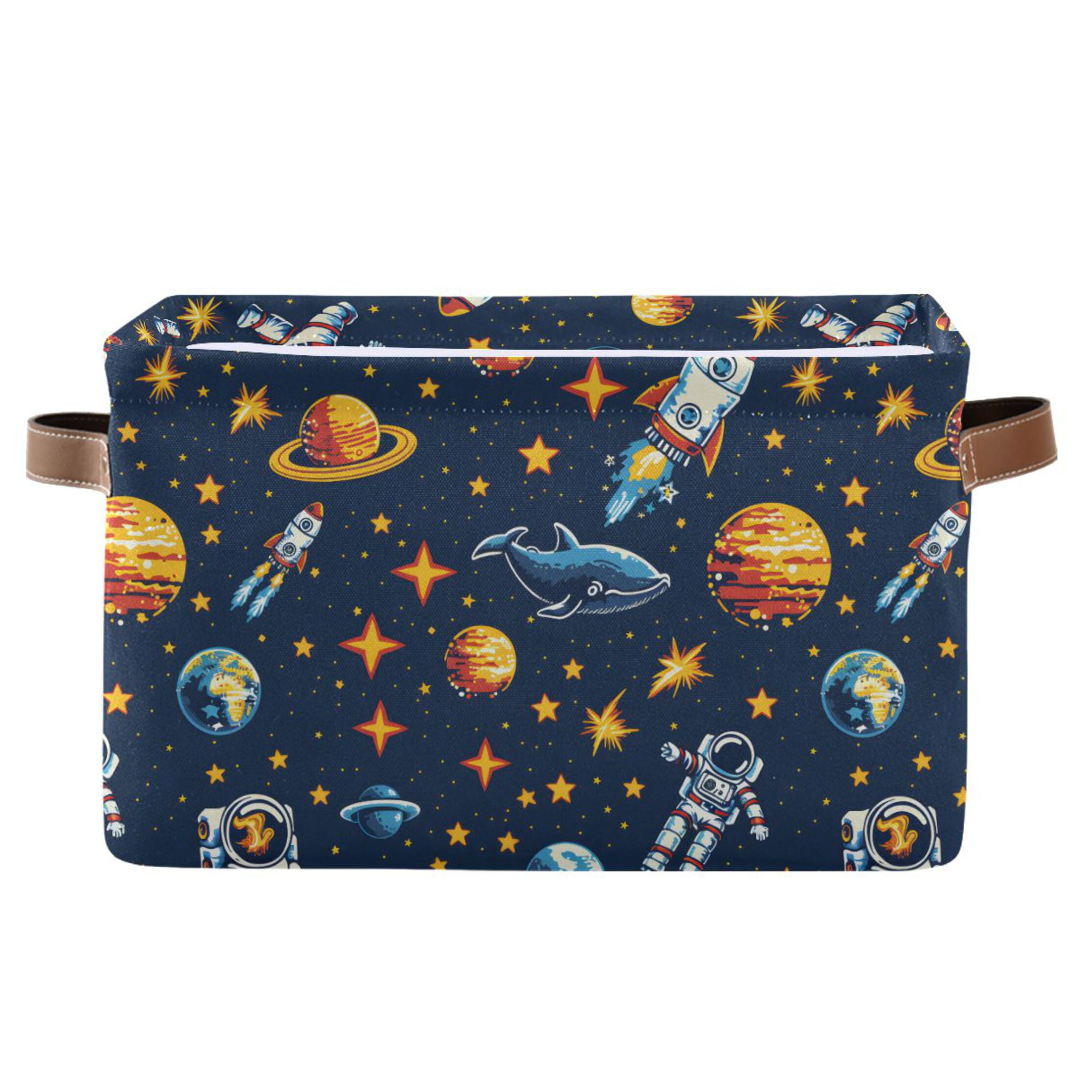 Space Stars Rocket Whale Storage Bins with Handle Fabric Organizer ...