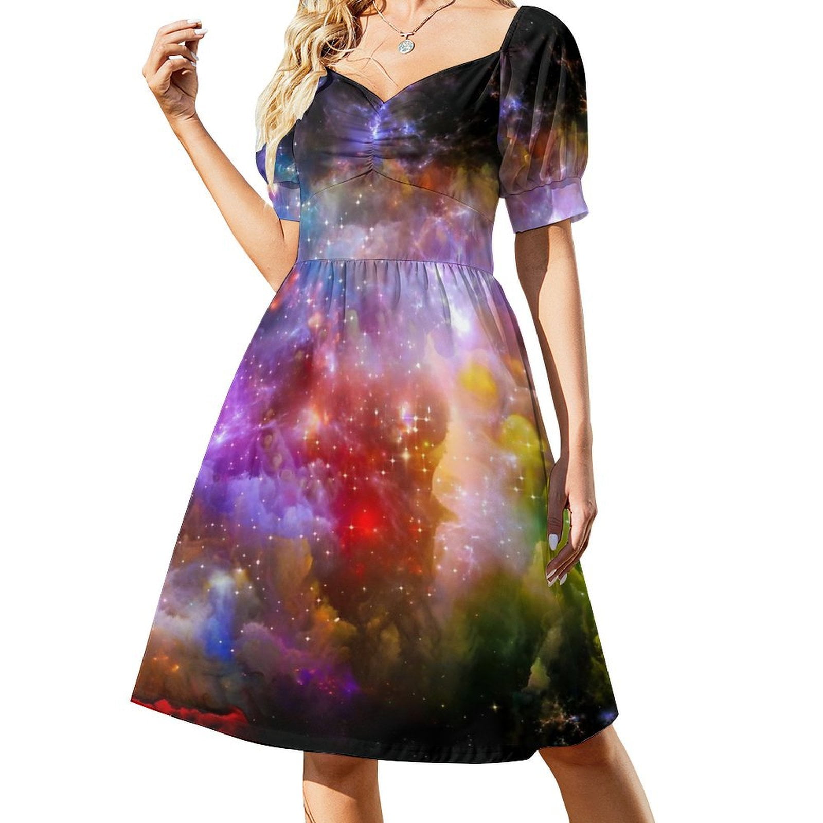 Space Stars The Universe Background Astral Short Sleeve Dress Clothes ...