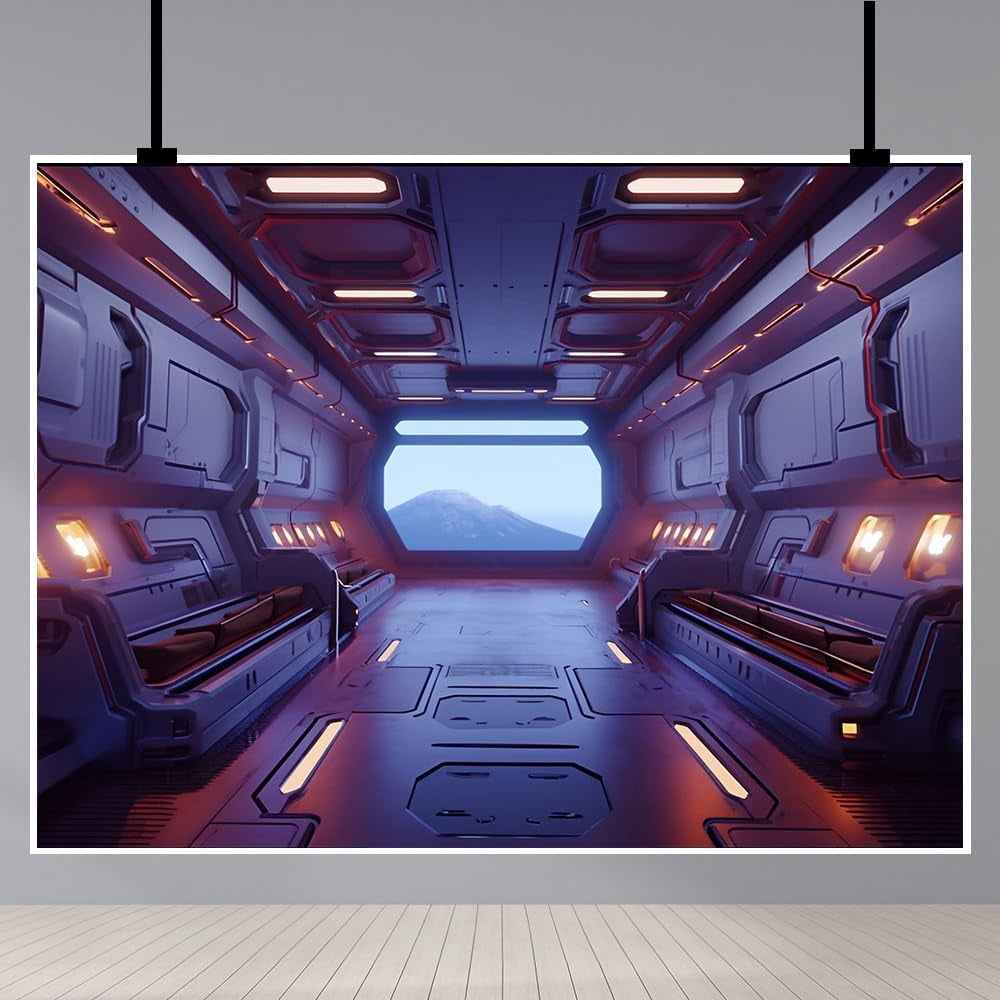 Space Station Backdrops Spaceship Purple Interior Space Capsule ...