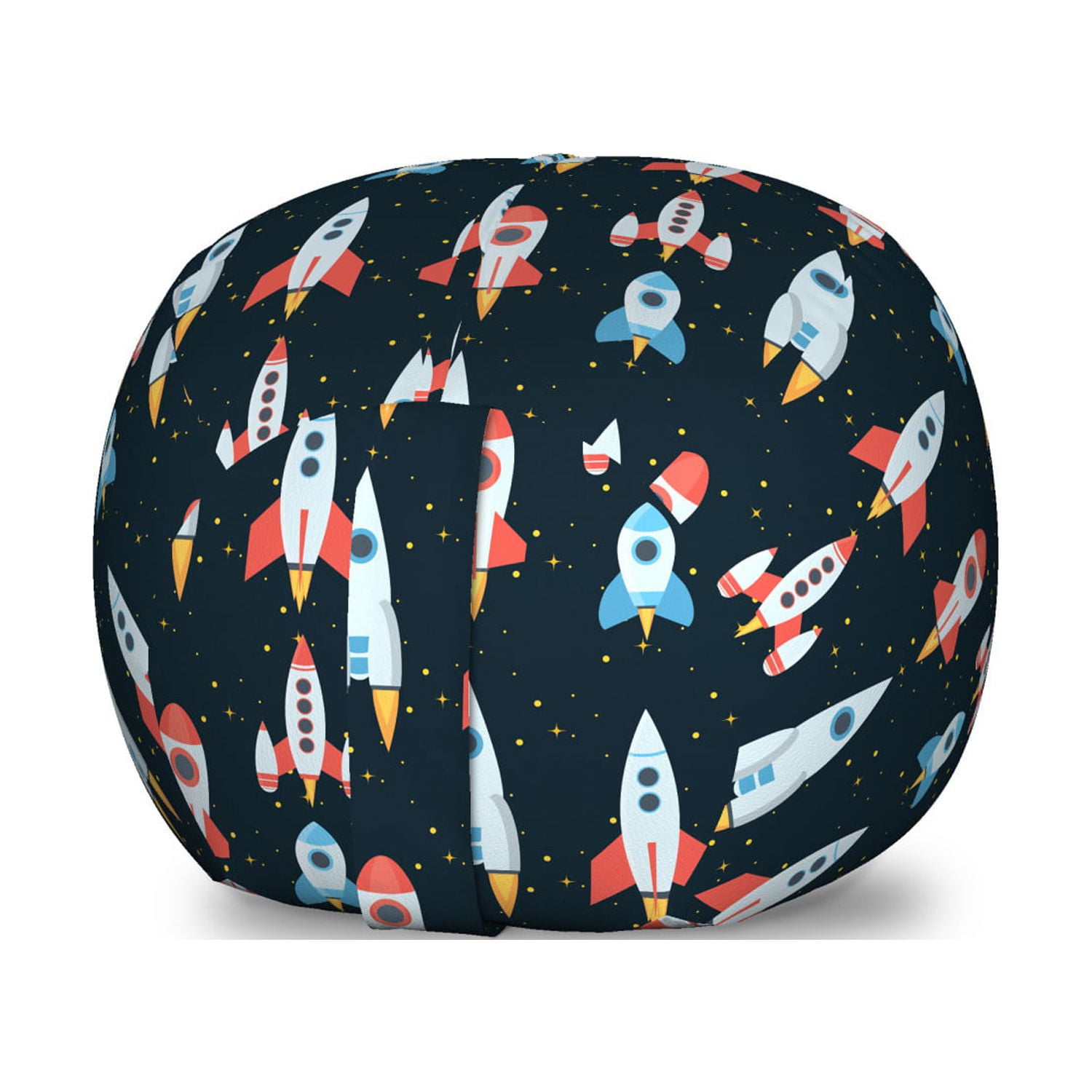 Space Storage Toy Bag Chair, Cartoon Illustration of Space Rockets in ...