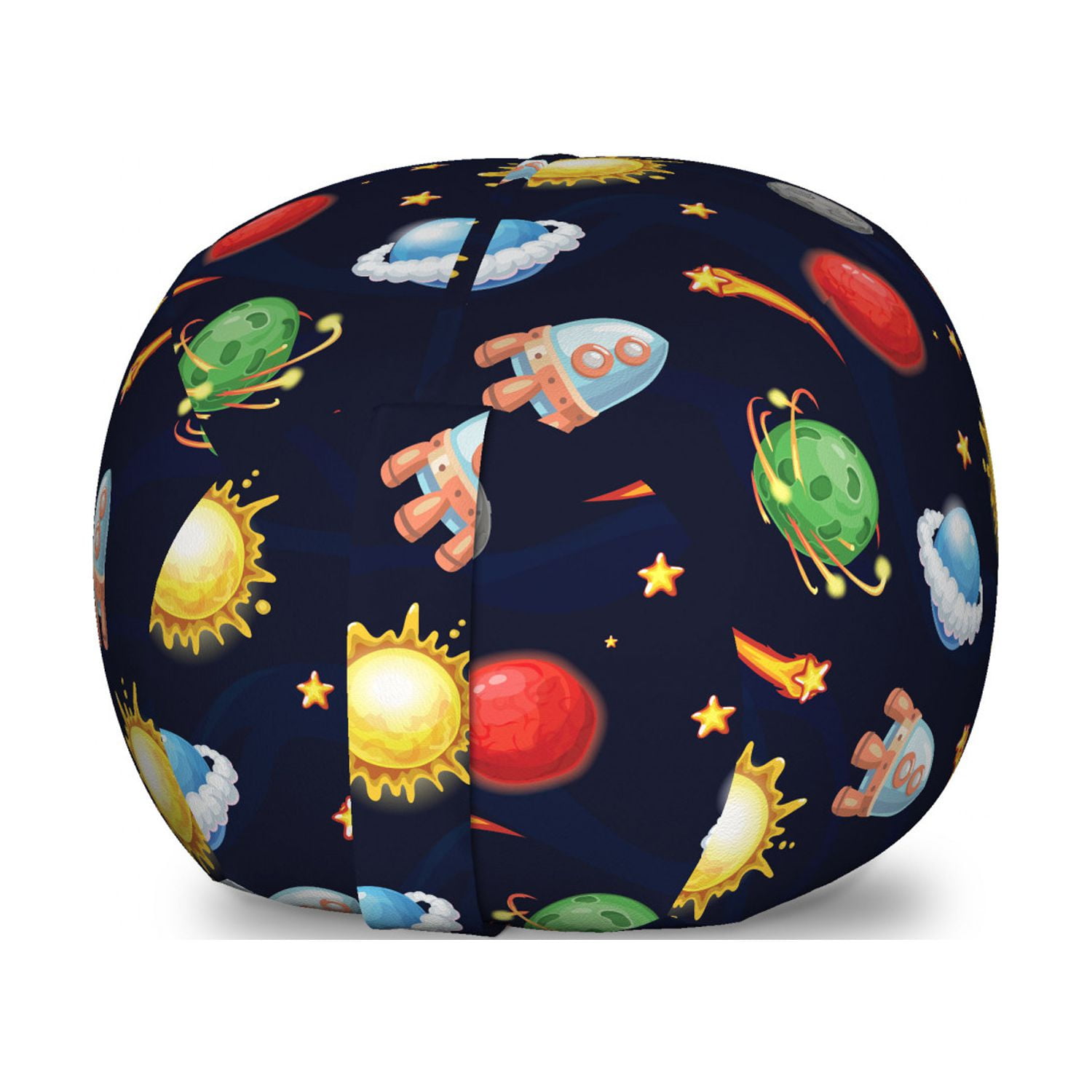 Space Storage Toy Bag Chair, Cartoon Style Cosmos Themed Illustration ...