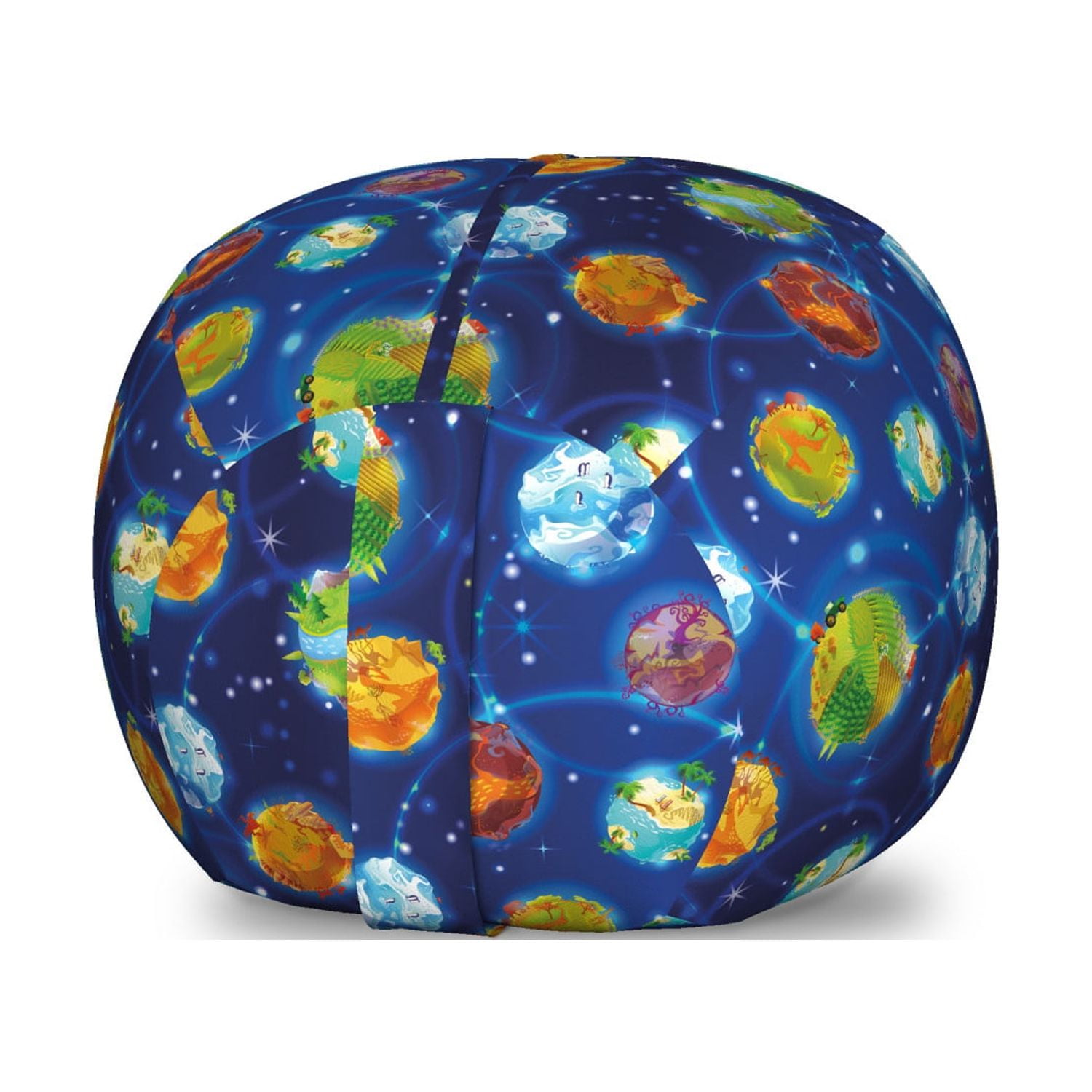 Space Storage Toy Bag Chair, Cartoon Style Galactic Theme Elements ...