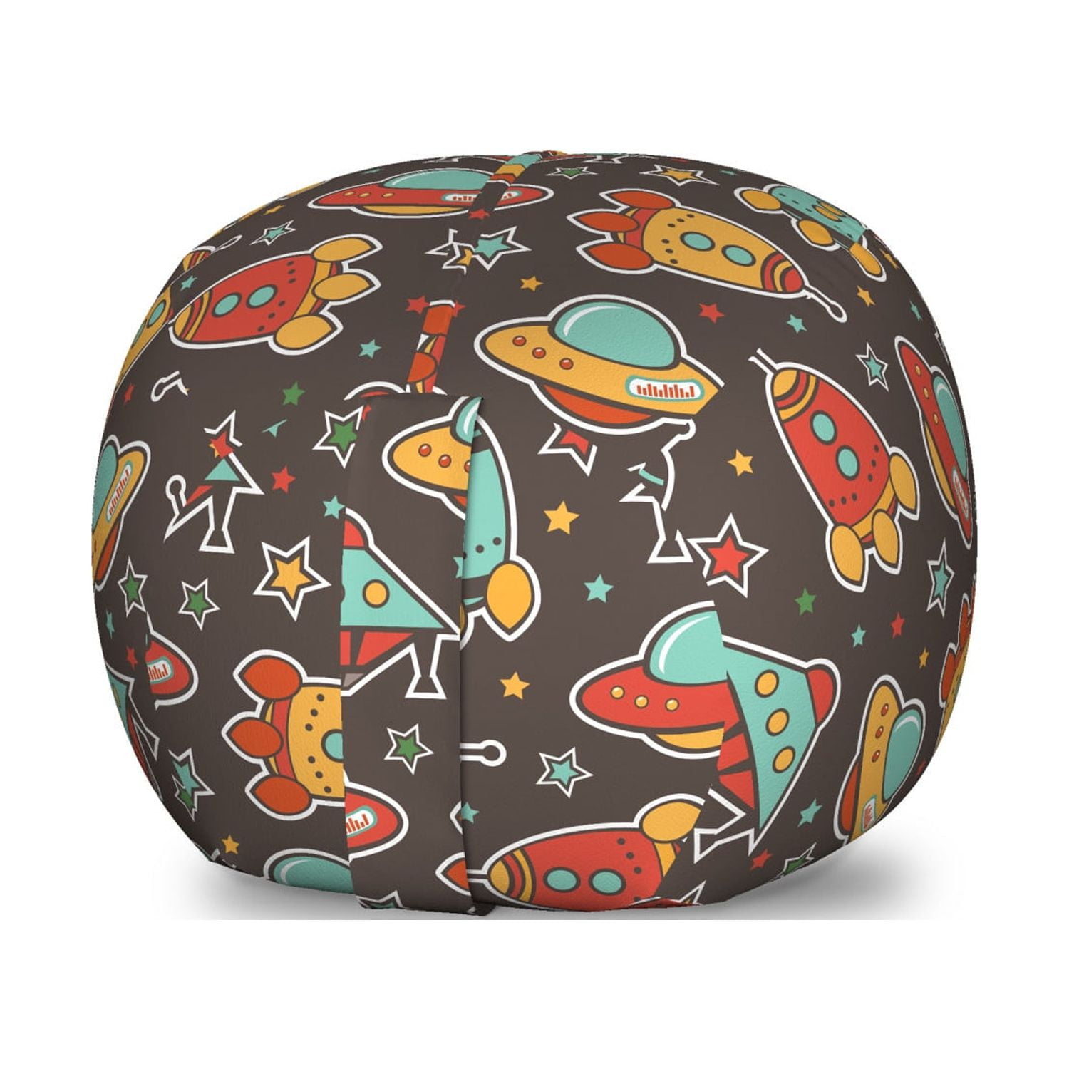 Space Storage Toy Bag Chair, Outer Space Elements Rockets UFO and ...