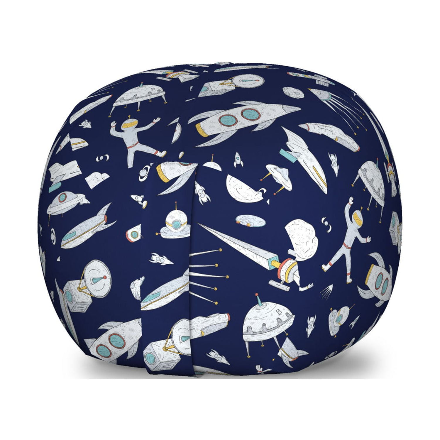 Space Storage Toy Bag Chair, Planets Rockets Cosmonauts Shuttles Ufo ...